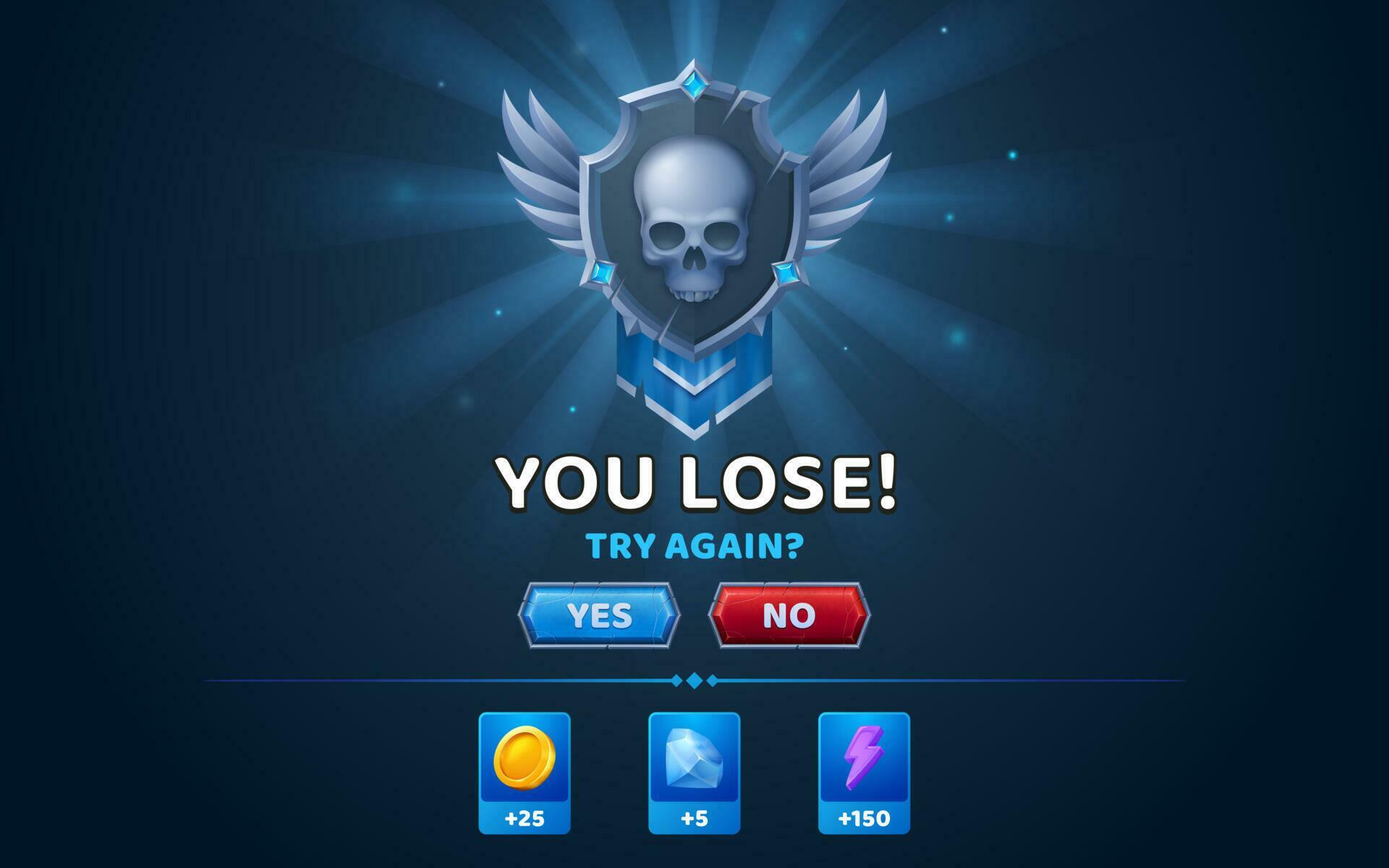 You Lose Computer Game Screen 23165700 Vector Art At Vecteezy