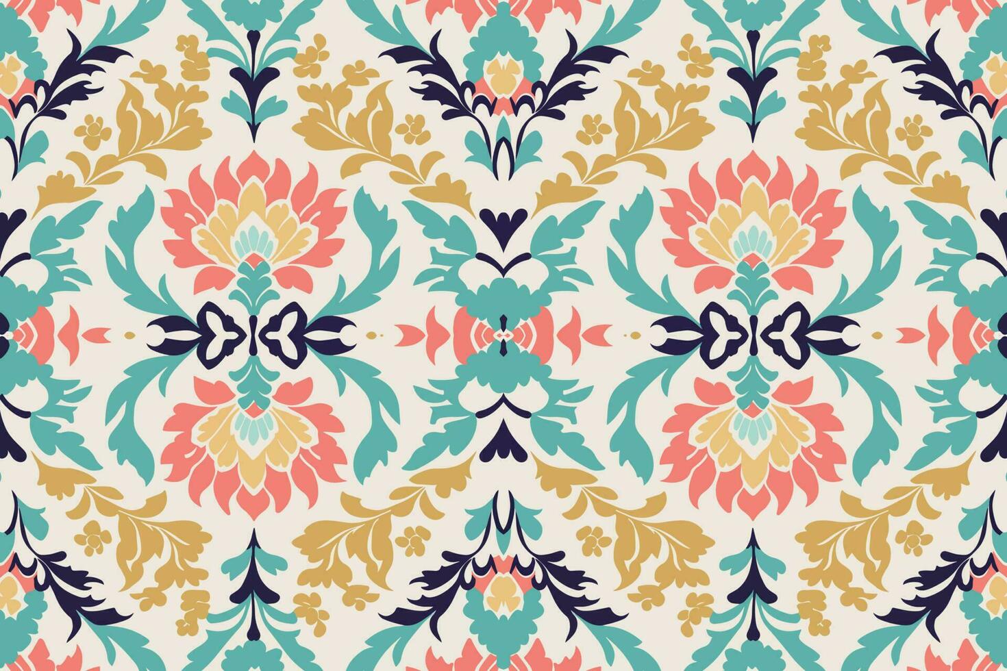 Ikat Small Floral Seamless Pattern Pastel Background Abstract Graphic