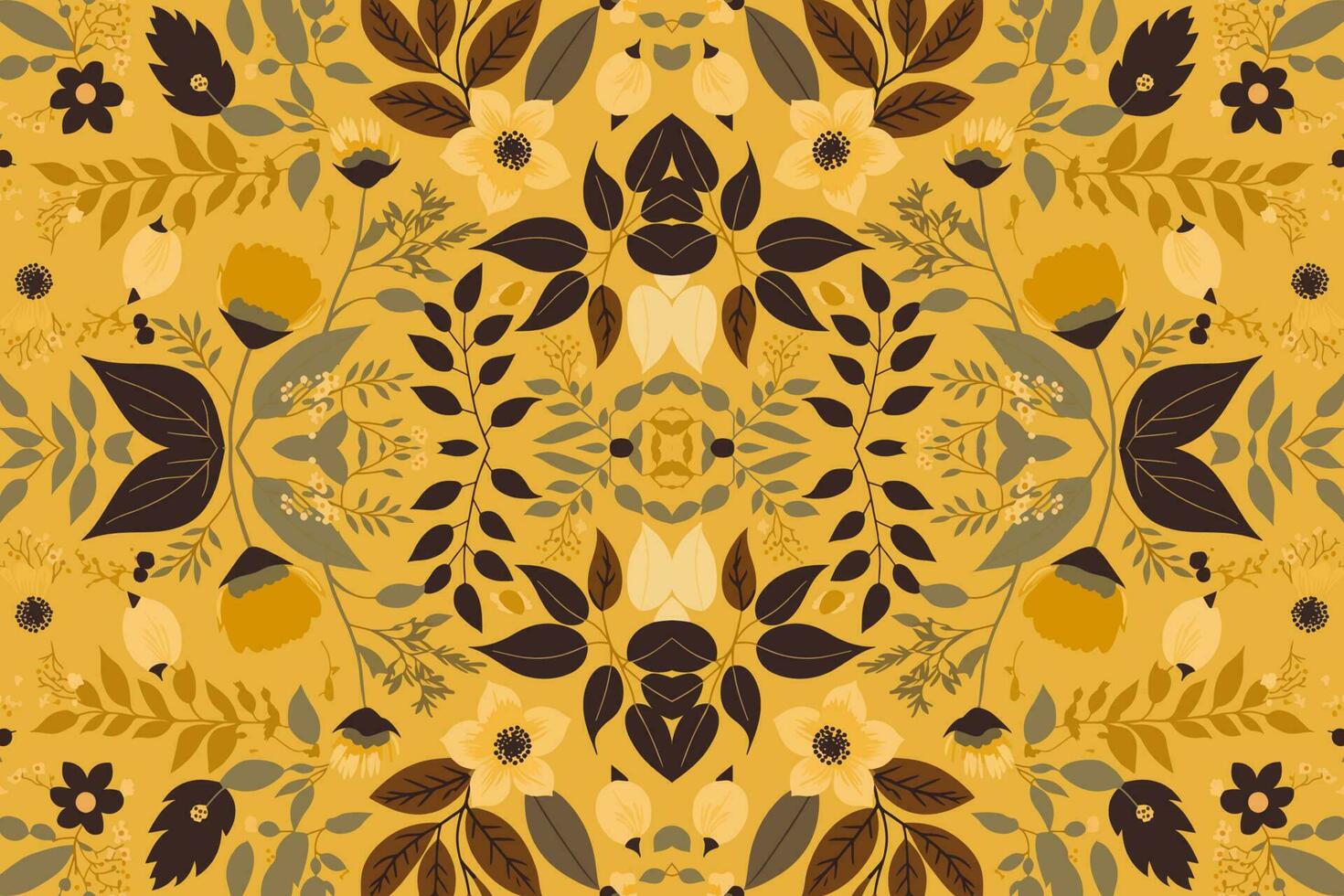 Floral Seamless Pattern Light Yellow Tone Background Abstract Graphic