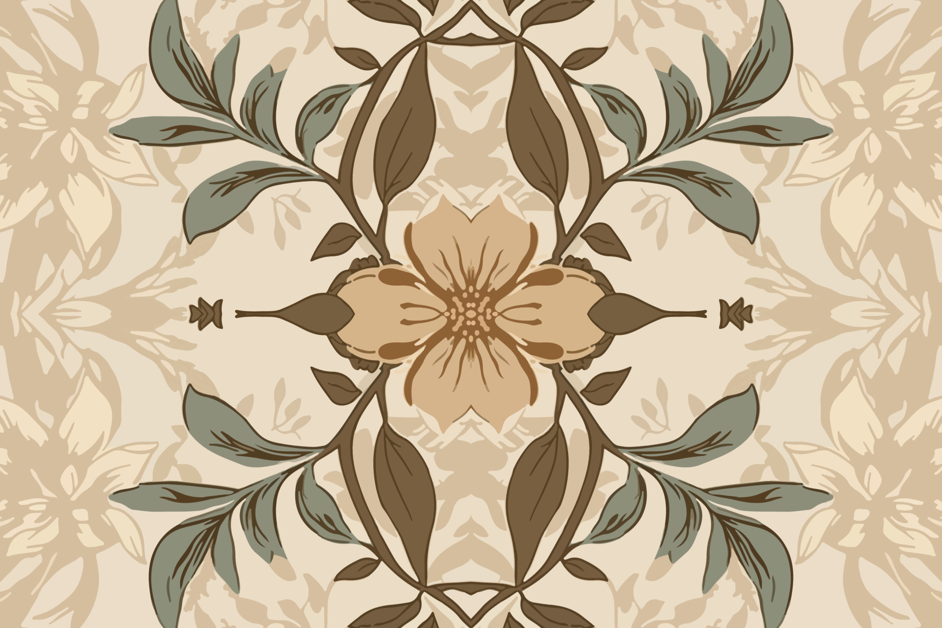 Floral Seamless Pattern Light Tone Background Abstract Graphic Line