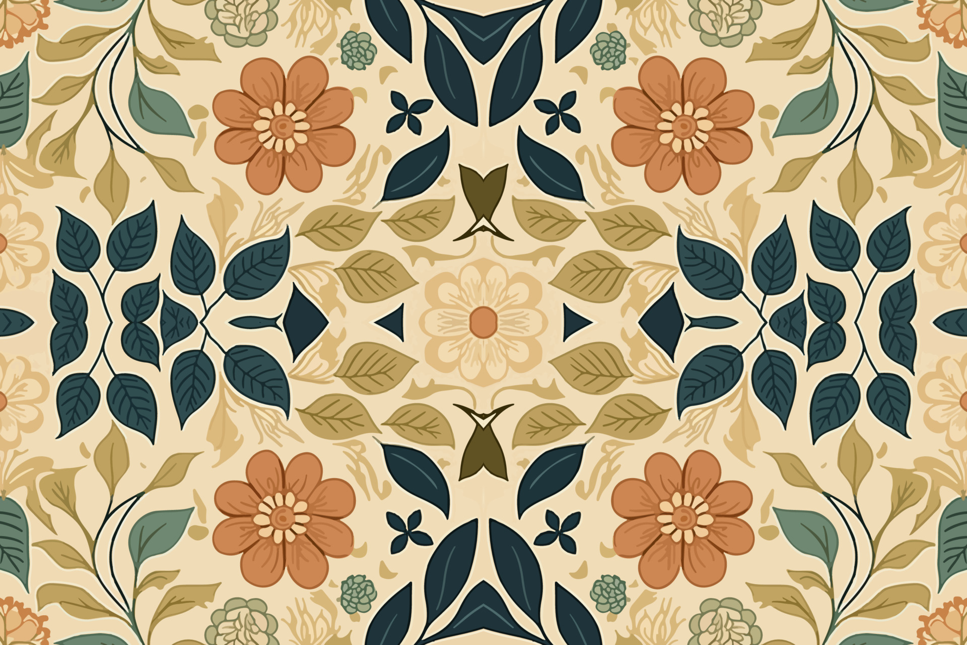 Floral Seamless Pattern Light Tone Background Abstract Graphic Line