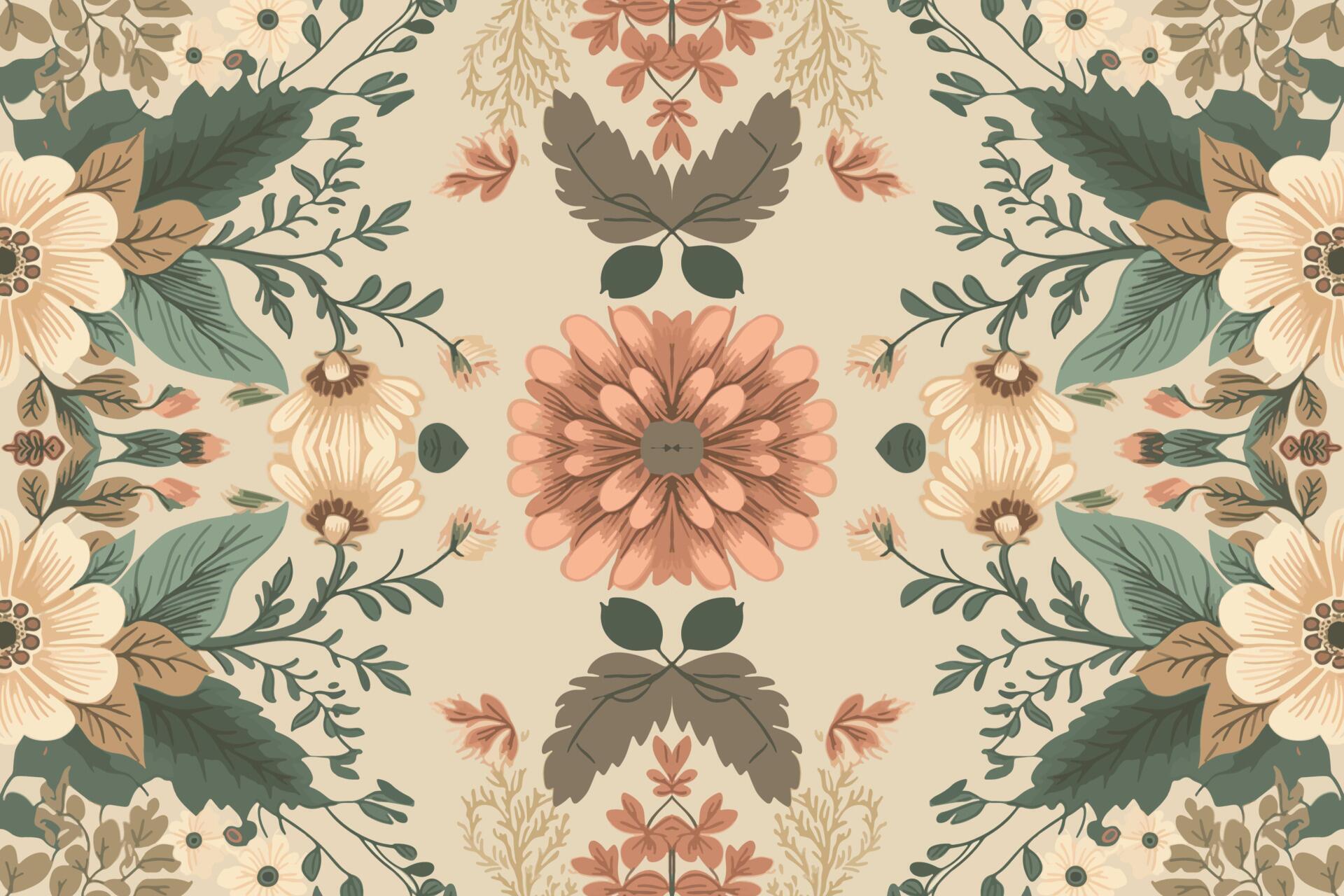 Floral seamless pattern light tone background. Abstract graphic line ...
