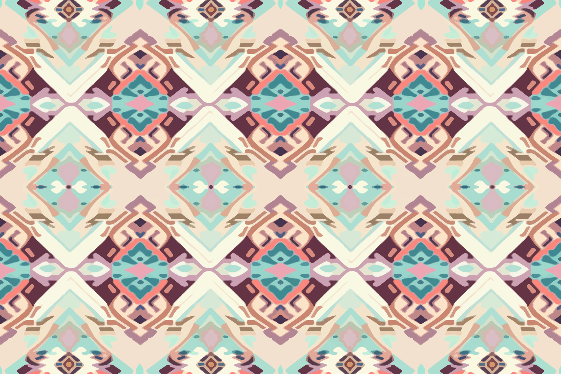 Fabric Textile Ikat Geometric Folklore Ornament Seamless Pattern Pastel