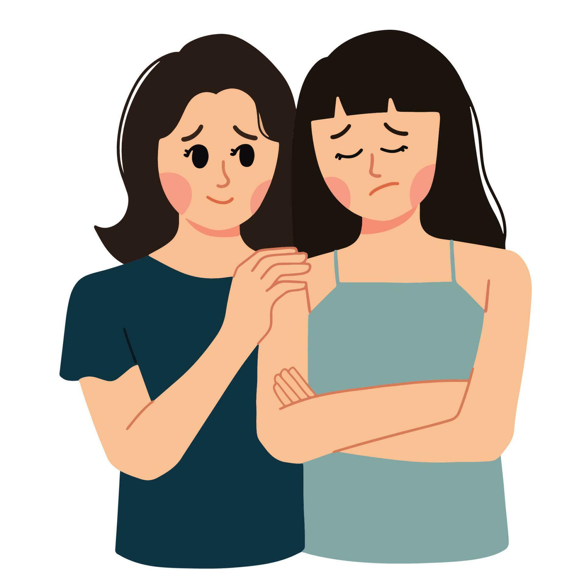 Friend Comforting Sad Girl Feeling Empathy Illustration 23168963 Vector Art At Vecteezy