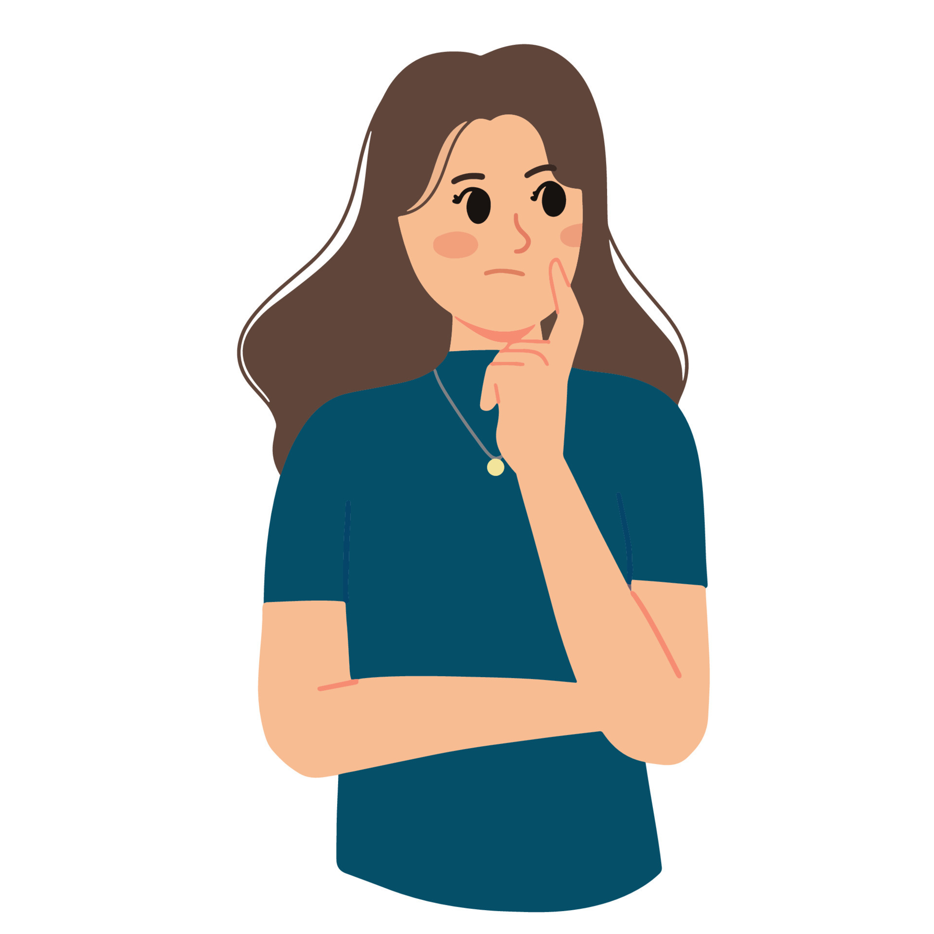 girl thinking and confuse with finger on her cheek wonder gesture ... girl thinking and confuse with finger on her cheek wonder gesture ...