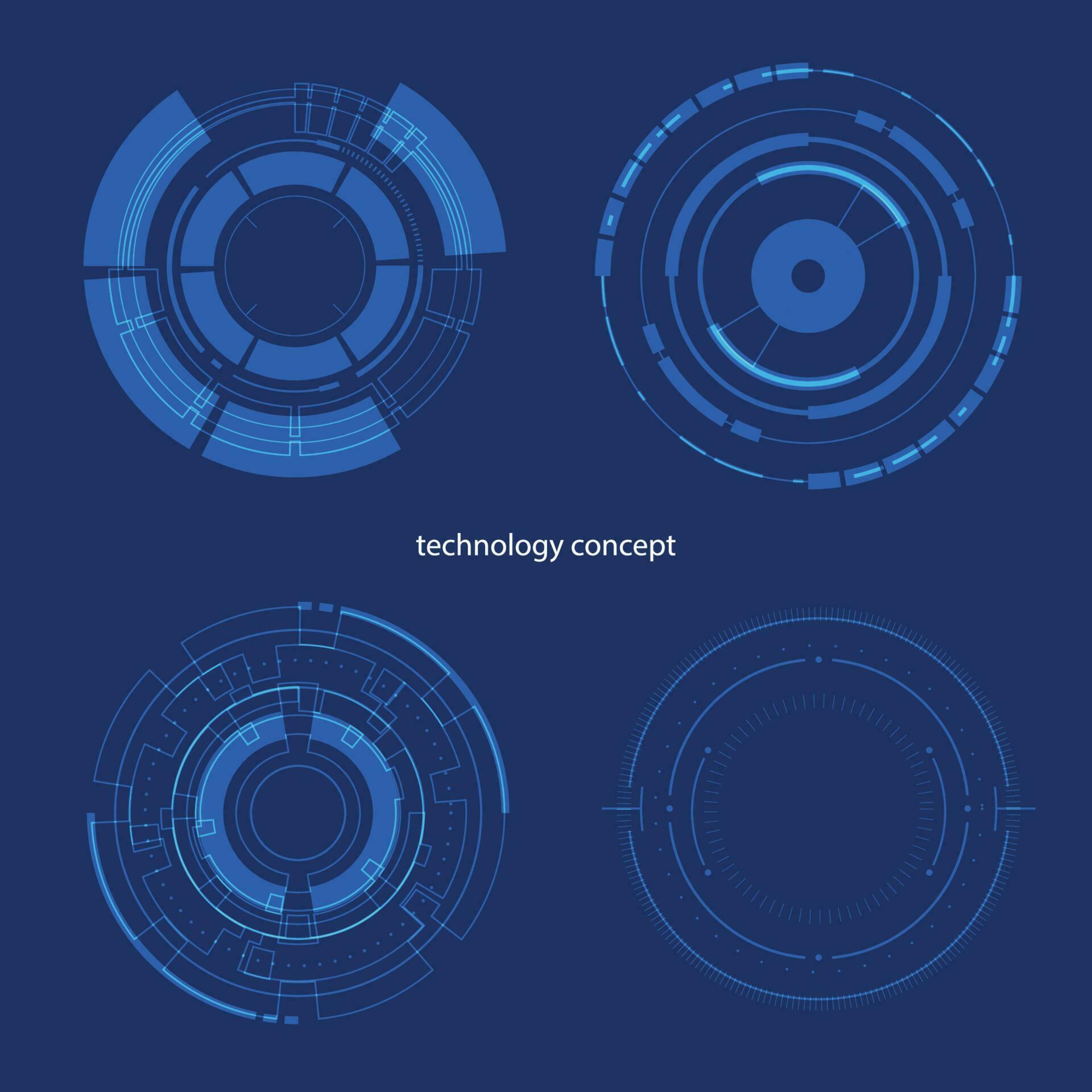 technology concept. HUD Circle User interface on blue background. circle elements for data ...