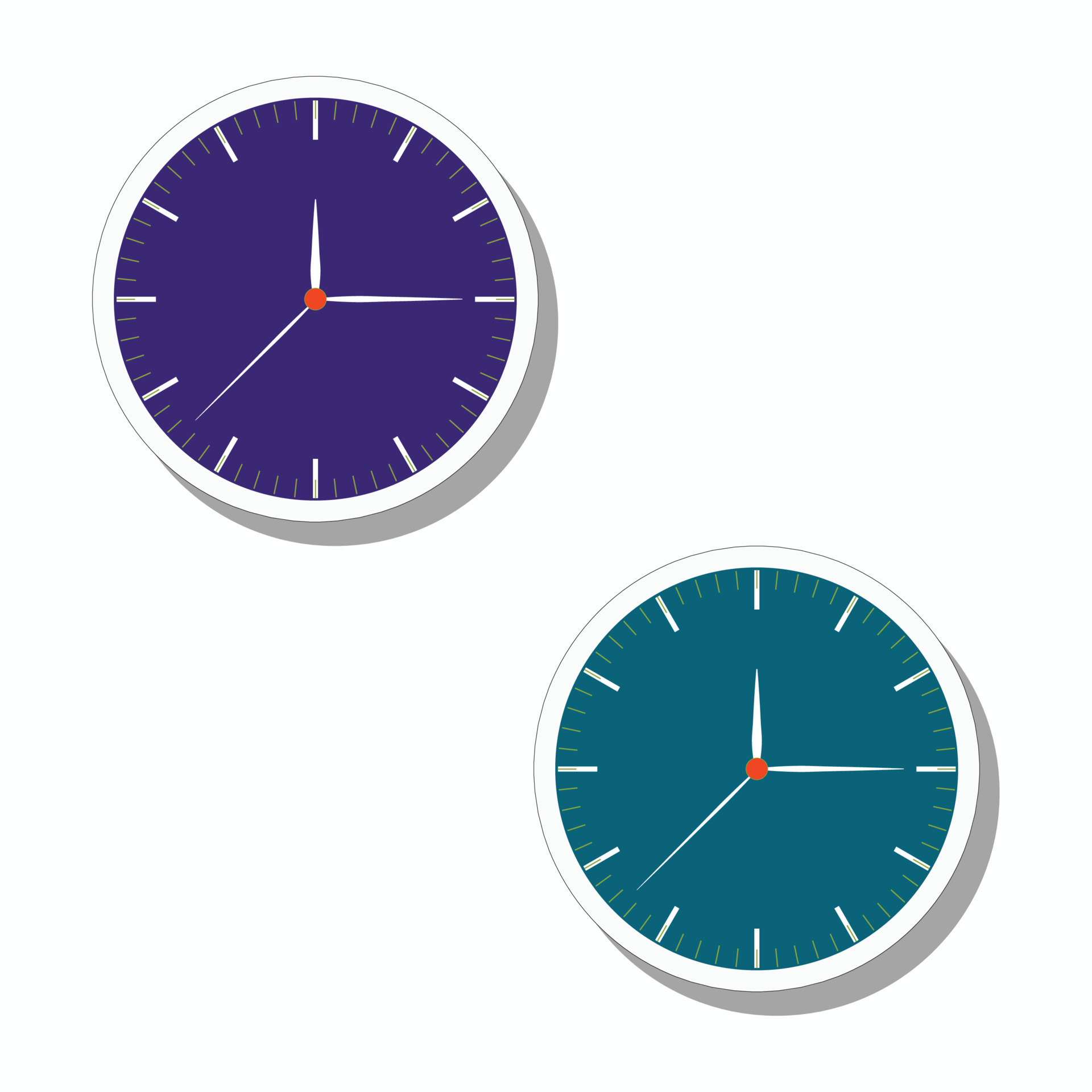 Clock Icon In Flat Style Timer On Color Background Vector Design