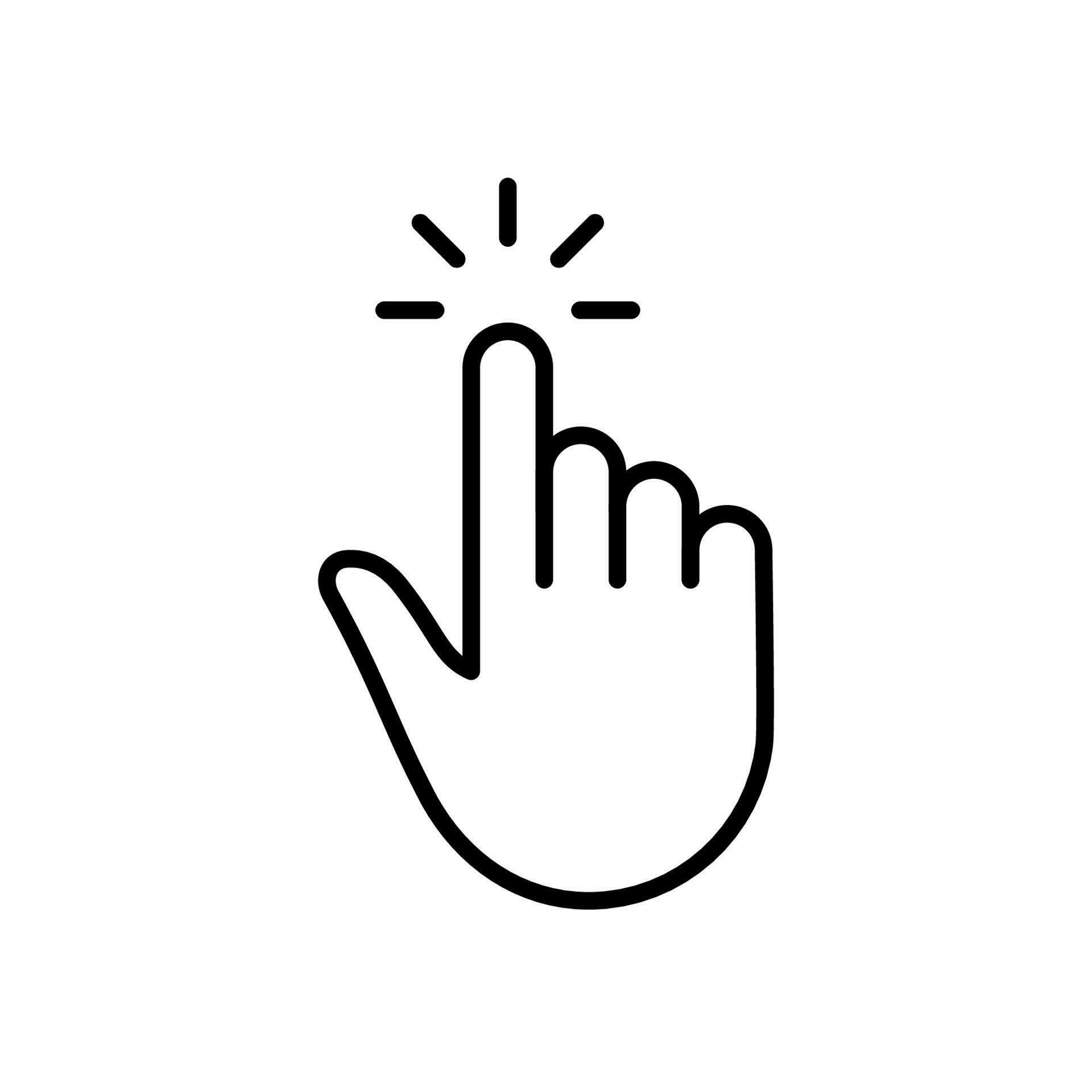 Press Gesture of Computer Mouse. Pointer Finger Black Line Icon. Cursor Hand Linear Pictogram ...