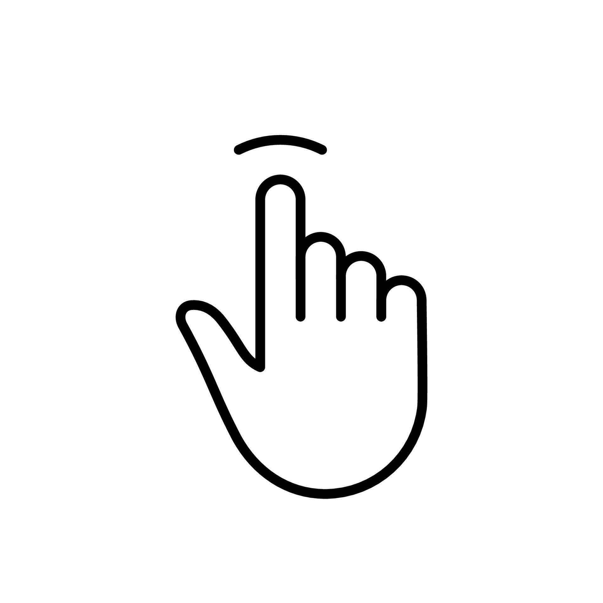 Tap Gesture Of Computer Mouse Pointer Finger Black Line Icon Cursor Hand Linear Pictogram