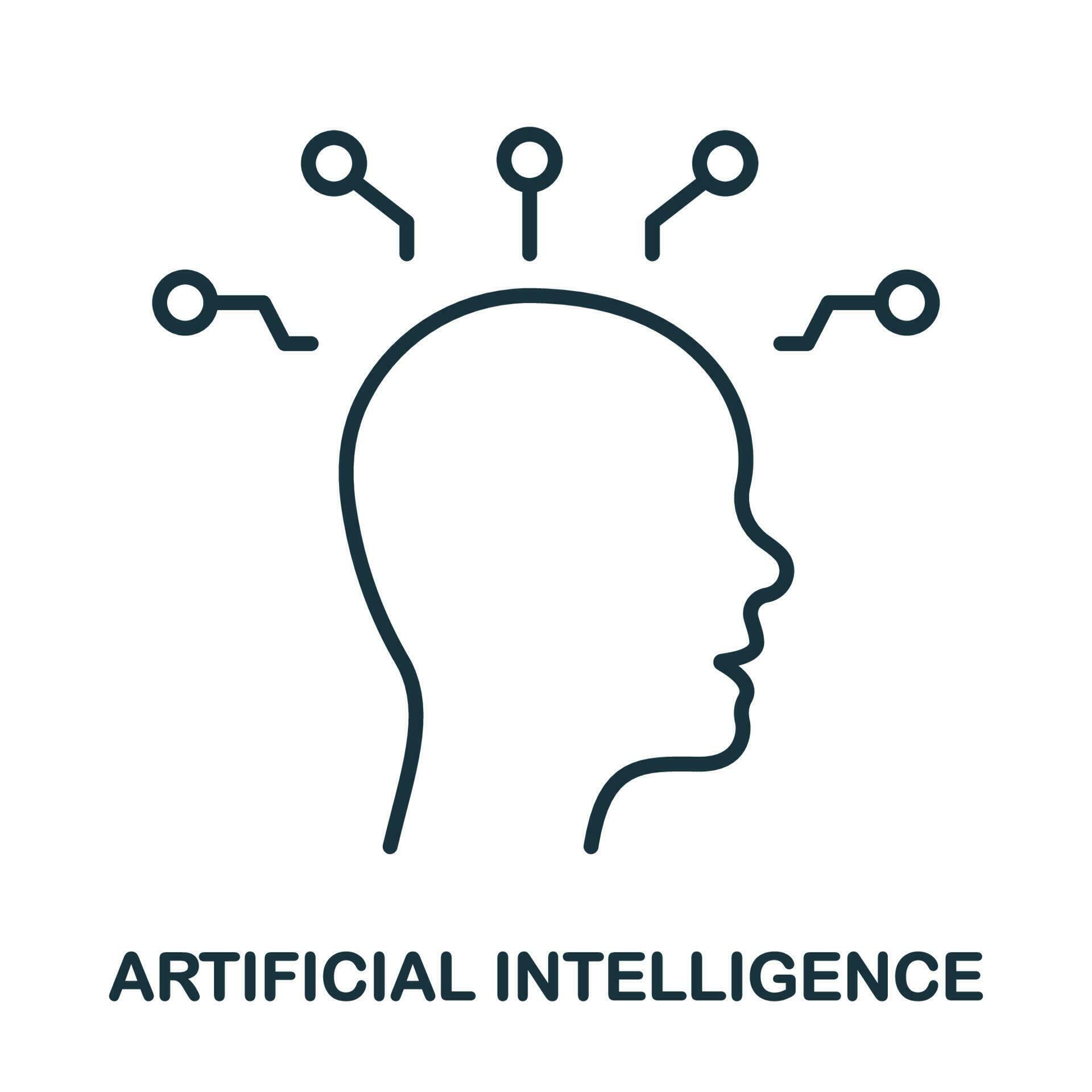 Machine Learning Outline Sign. Intellectual Process Symbol. Artificial ...
