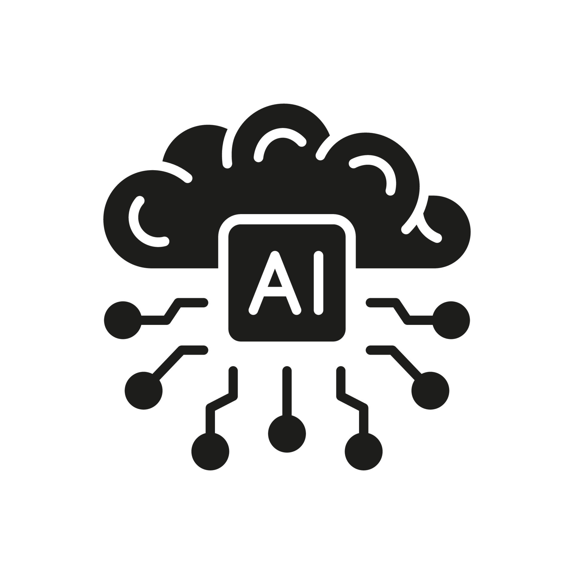 Artificial Intelligence Silhouette Symbol On White Background Human Brain With Circuit Digital