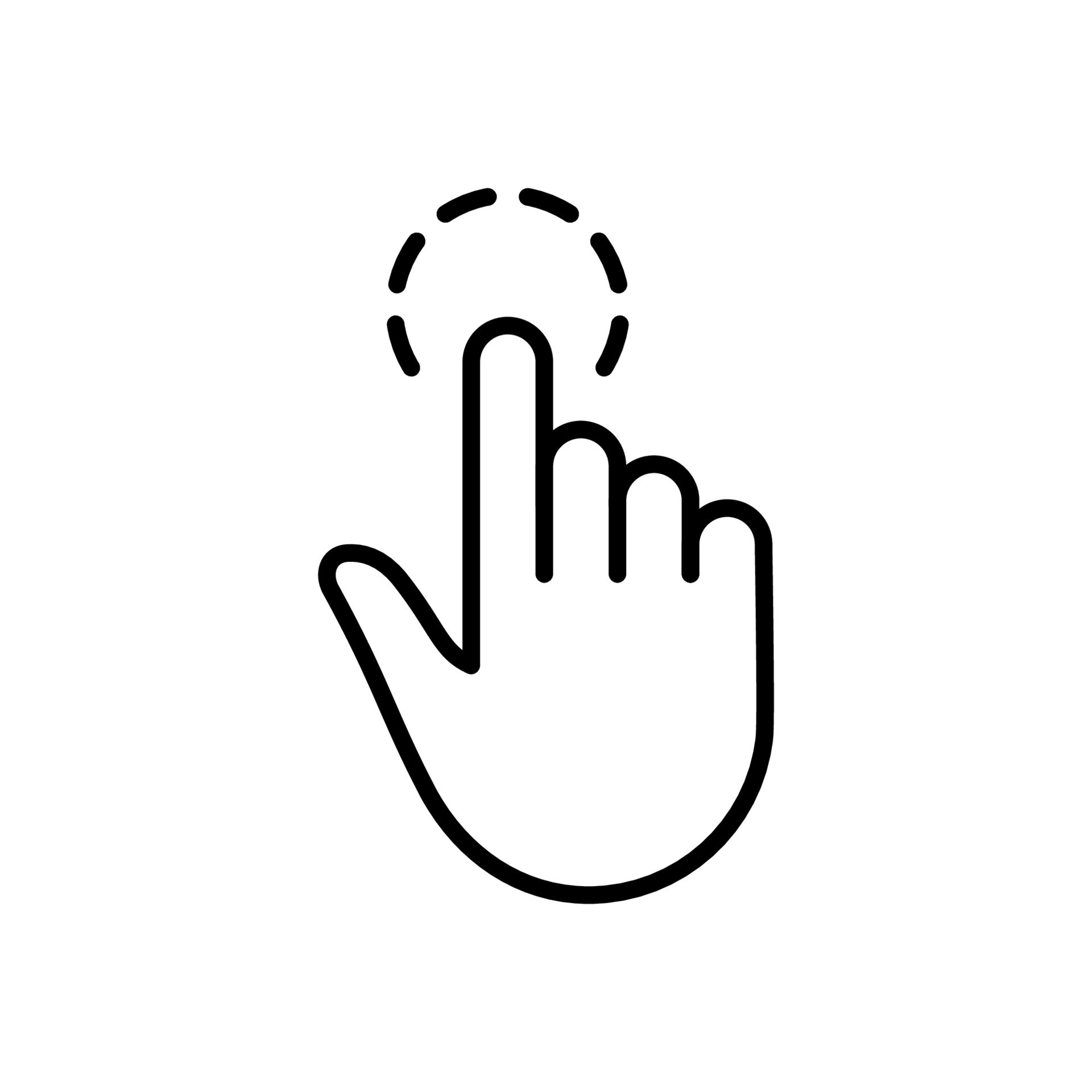 Touch Gesture Of Computer Mouse Pointer Finger Black Line Icon Cursor Hand Linear Pictogram