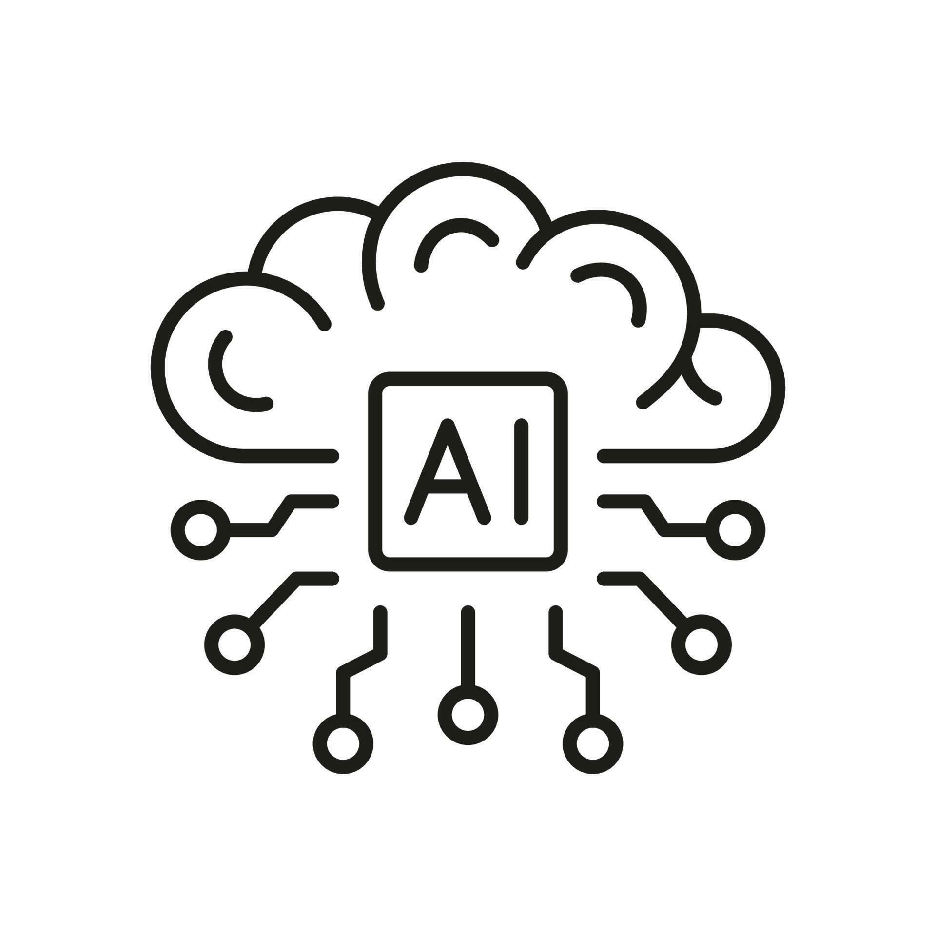 Artificial Intelligence Symbol on White Background. Human Brain with Circuit. Digital Technology ...