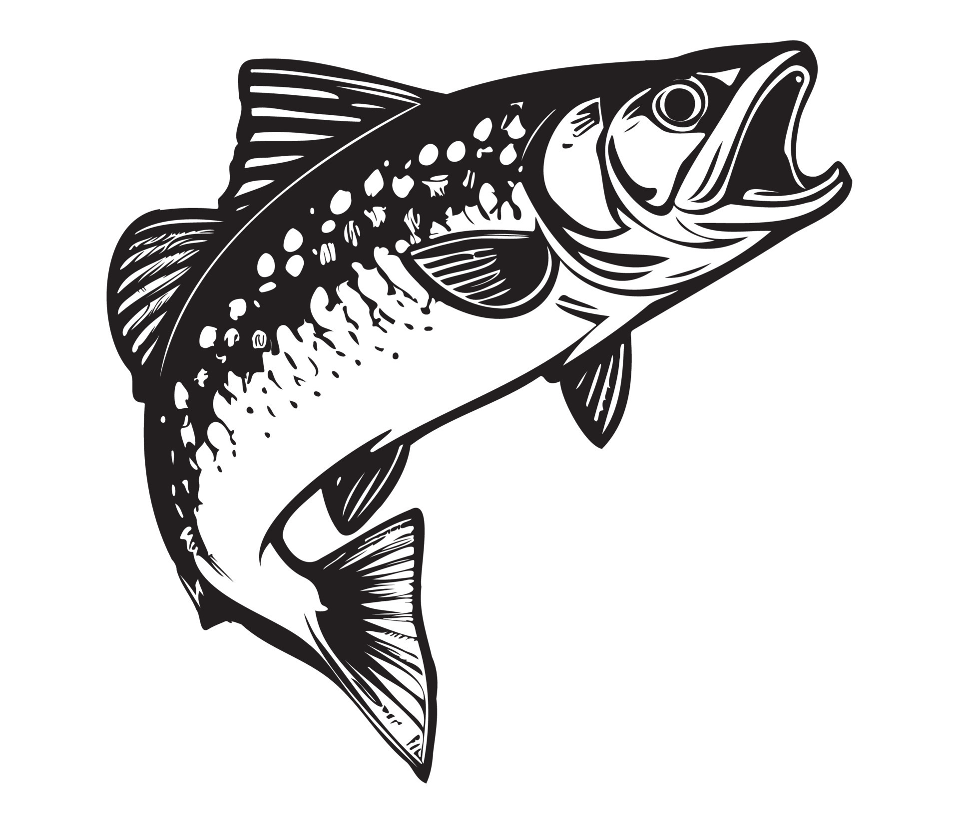 Trout Fish, trout jumping icon, Freshwater Salmon catch emblem, Fish ...