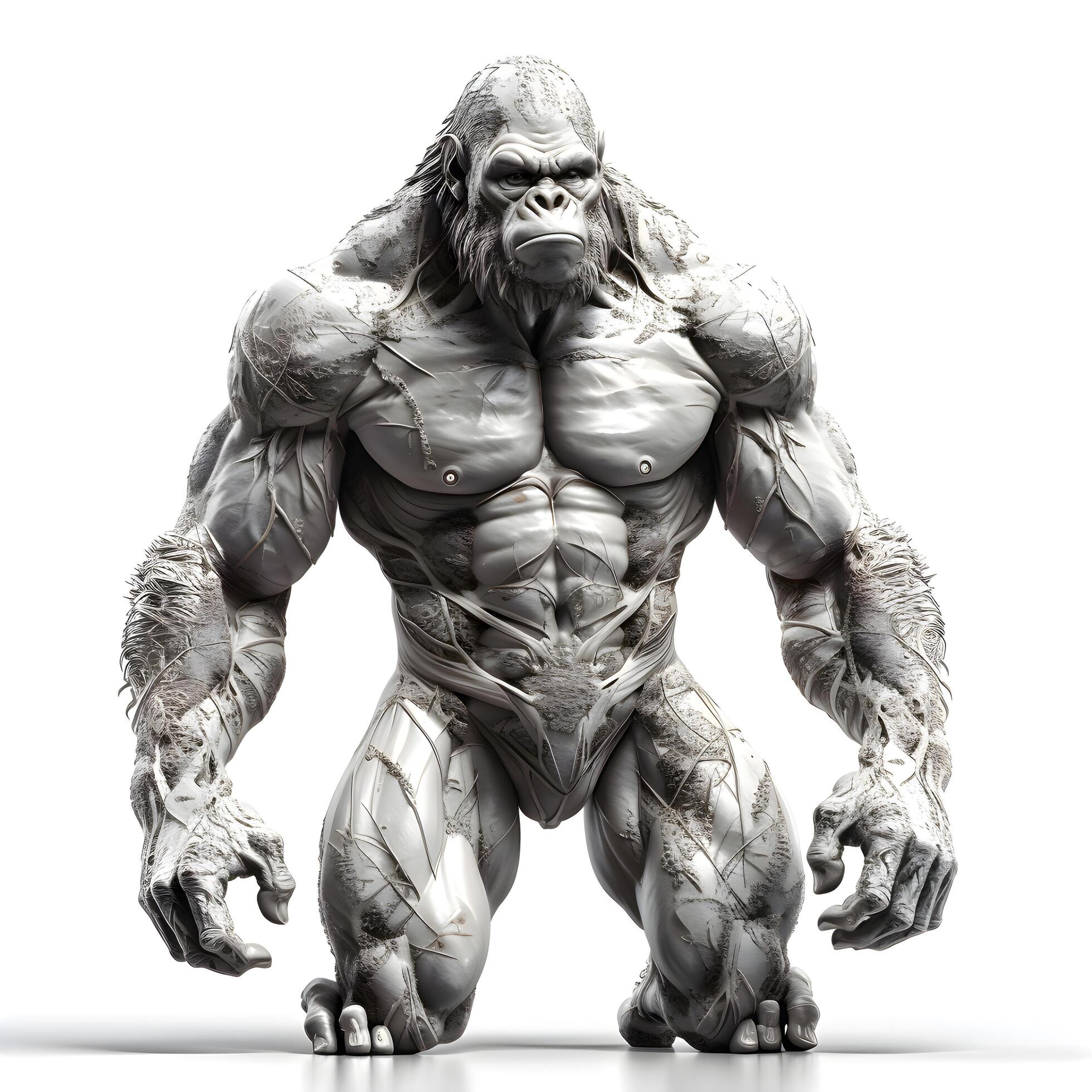 Strong Male Gorilla Muscular Man Isolated On White Background 3d Illustration Image 23175805