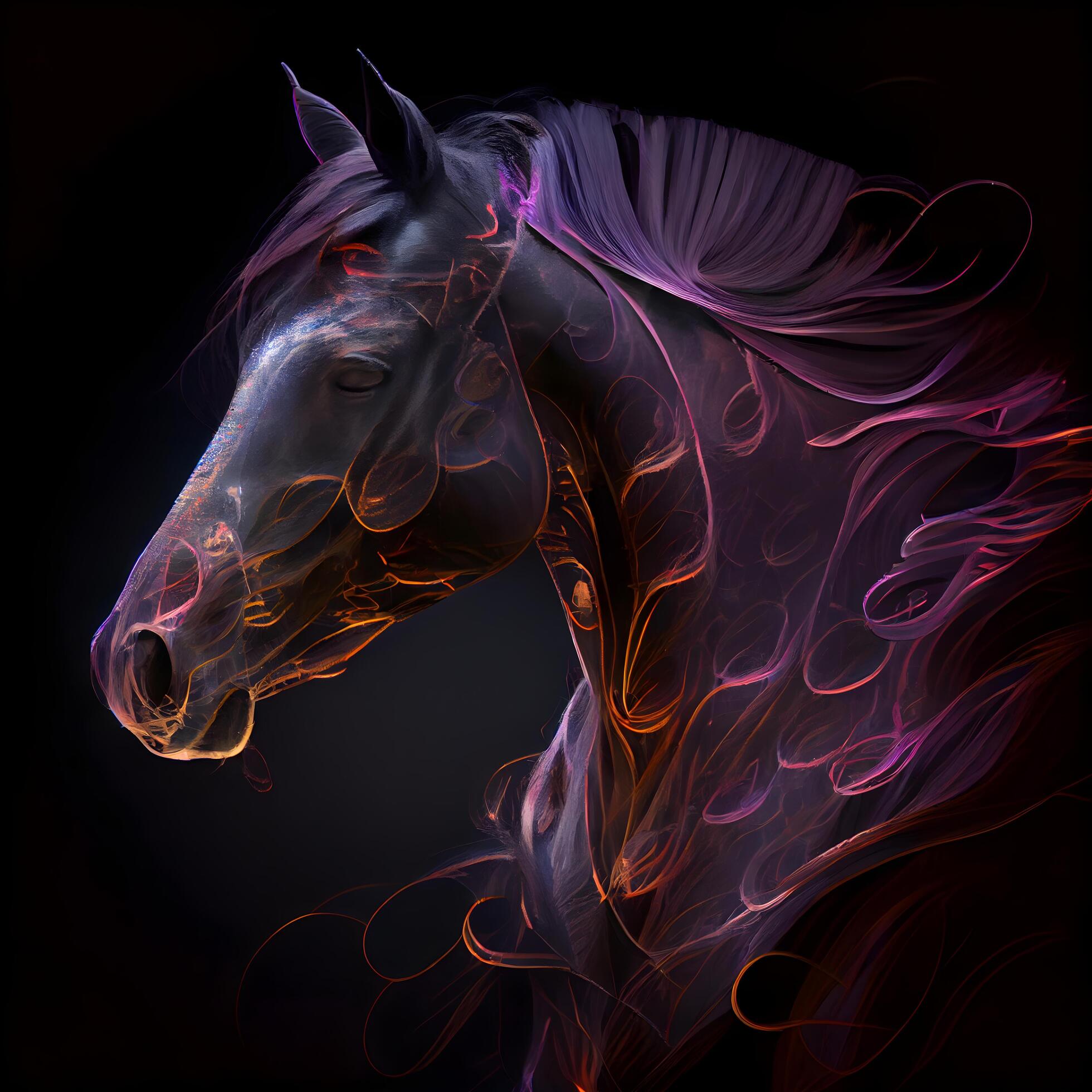 Beautiful Black Horse Paintings