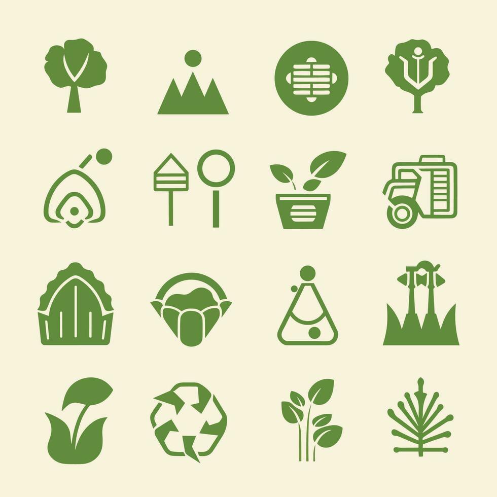 A sustainable, eco-friendly icon set can include various symbols that ...