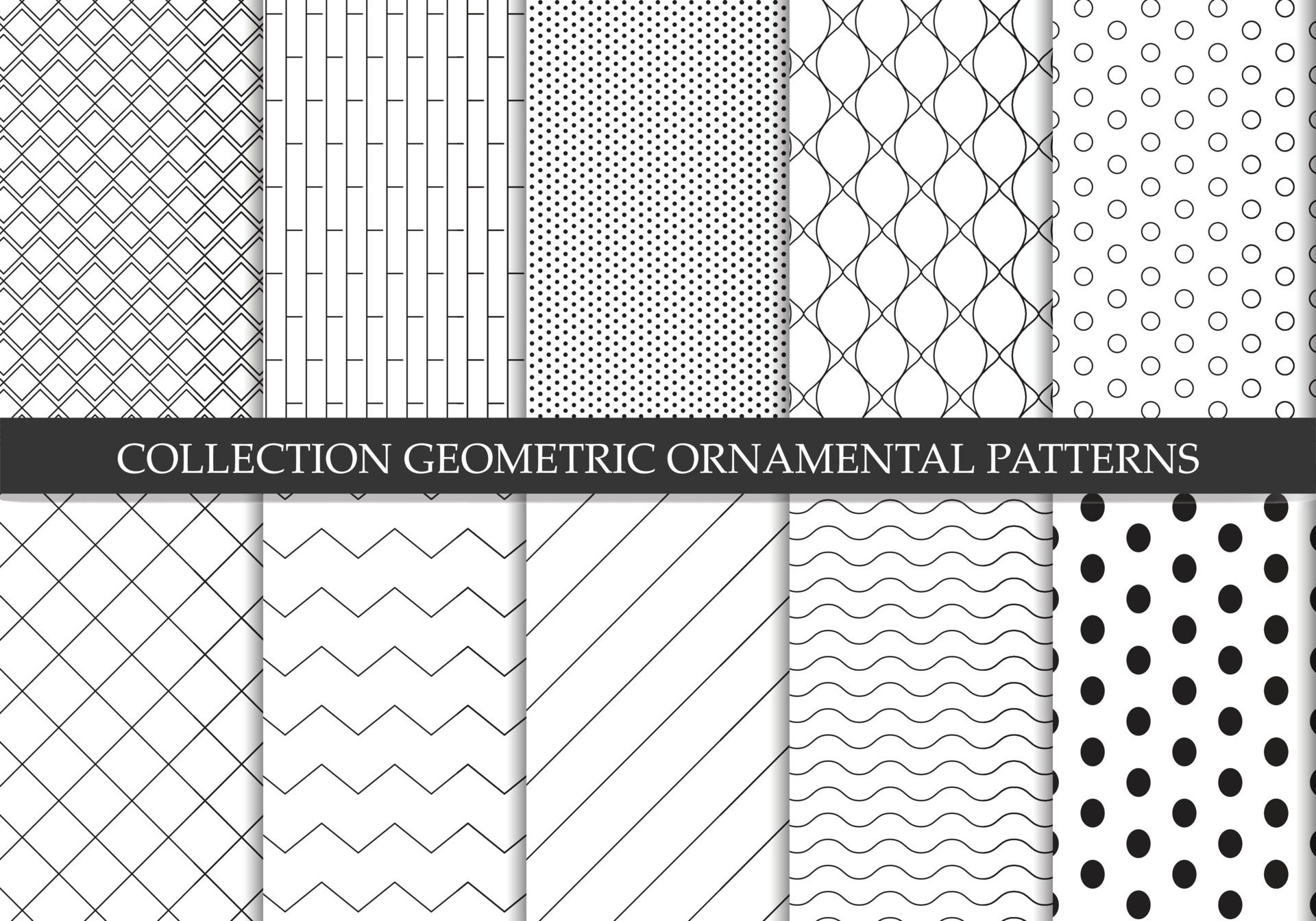 Collection Of Repeatable Ornamental Vector Patterns Grid Geometric
