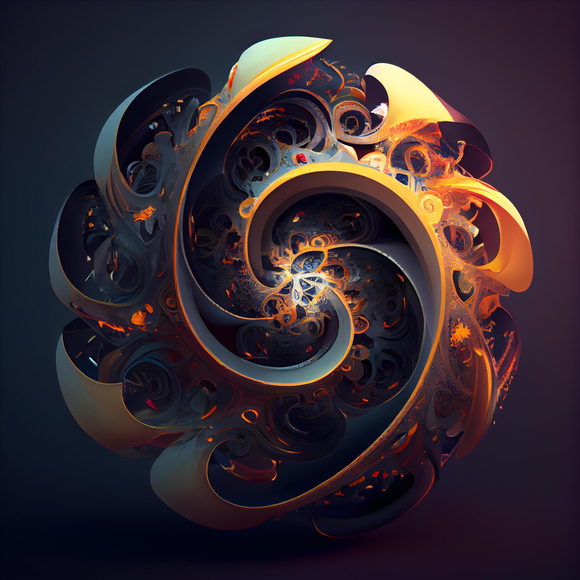 Abstract fractal computer generated composition with various ...