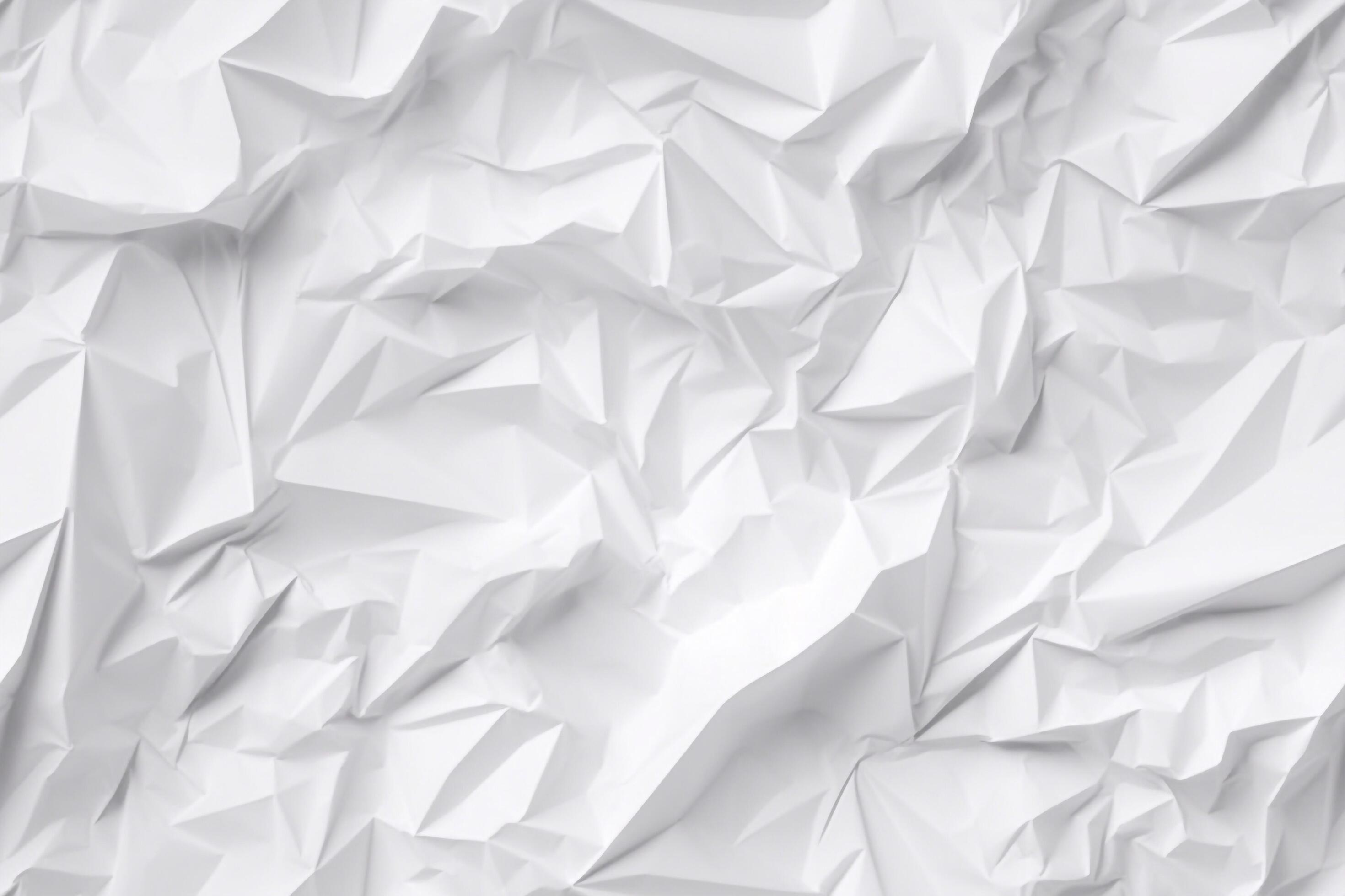 White crumpled paper seamless texture backdrop. Decorative 3d ...