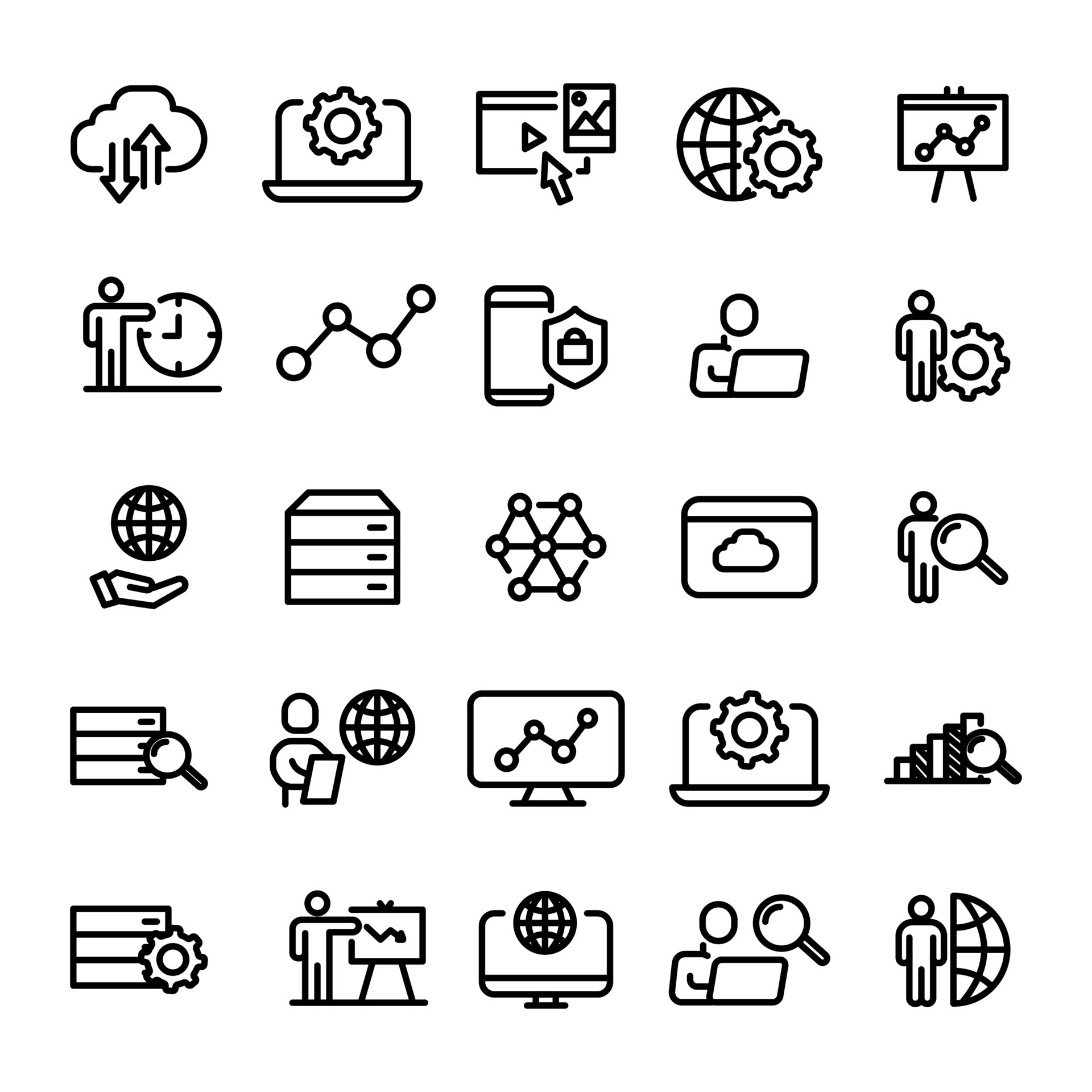 Icon Set Data Processing Icon Style Line 23188290 Vector Art At Vecteezy