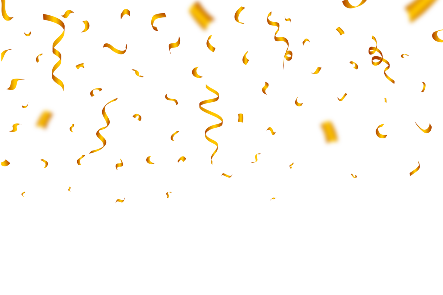 Golden confetti falling background. Realistic golden ribbon and confetti PNG illustration ...