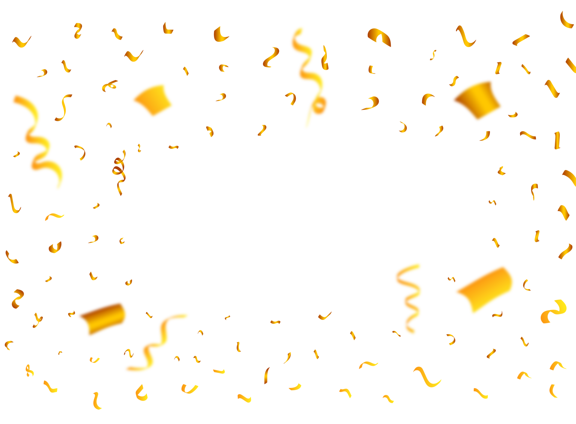 Golden confetti frame PNG background. Realistic golden ribbon and confetti explosion ...