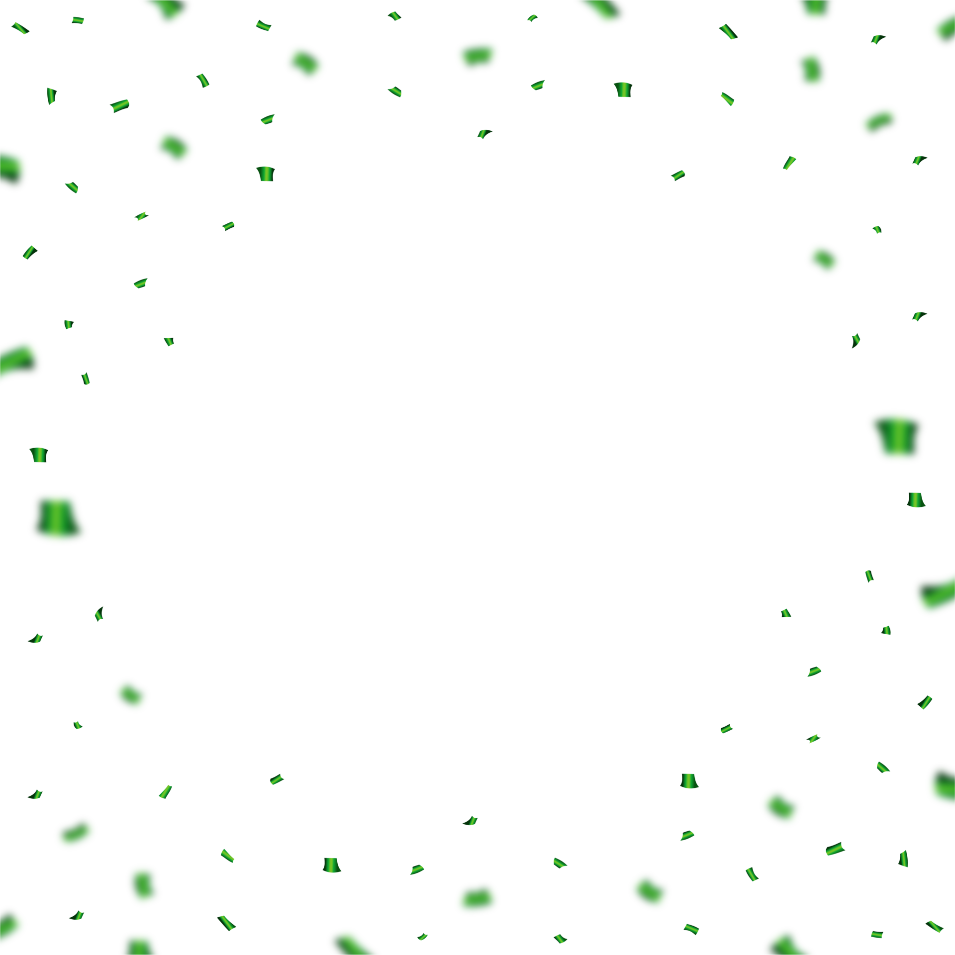 Green confetti and tinsel falling illustration on transparent background. Colorful confetti PNG ...