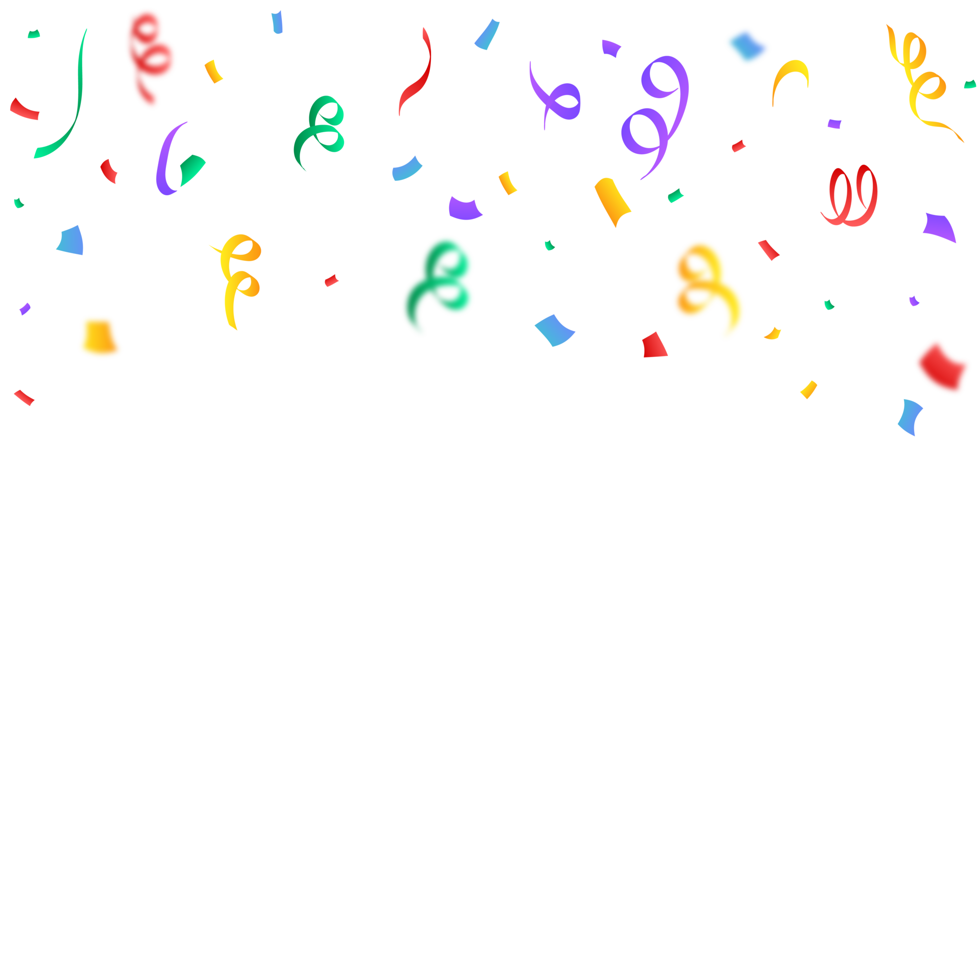 Colorful confetti and ribbon falling PNG. Party confetti and Ribbon falling isolated on a ...