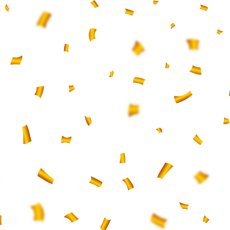 Confetti and gold foil falling background PNG. Realistic golden confetti falling illustration ...