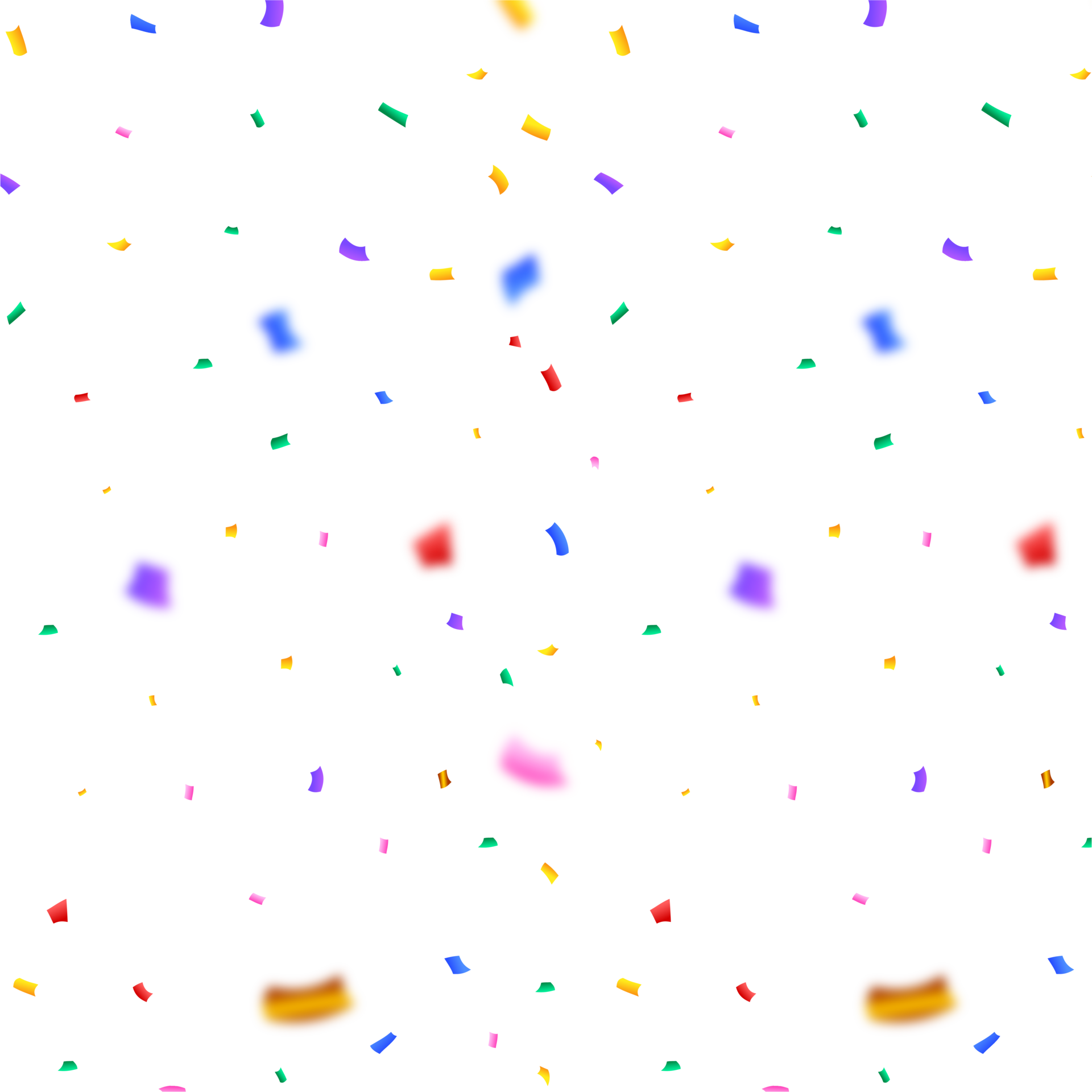Multicolor confetti and tinsel explosion on a transparent background. Festival and party ...