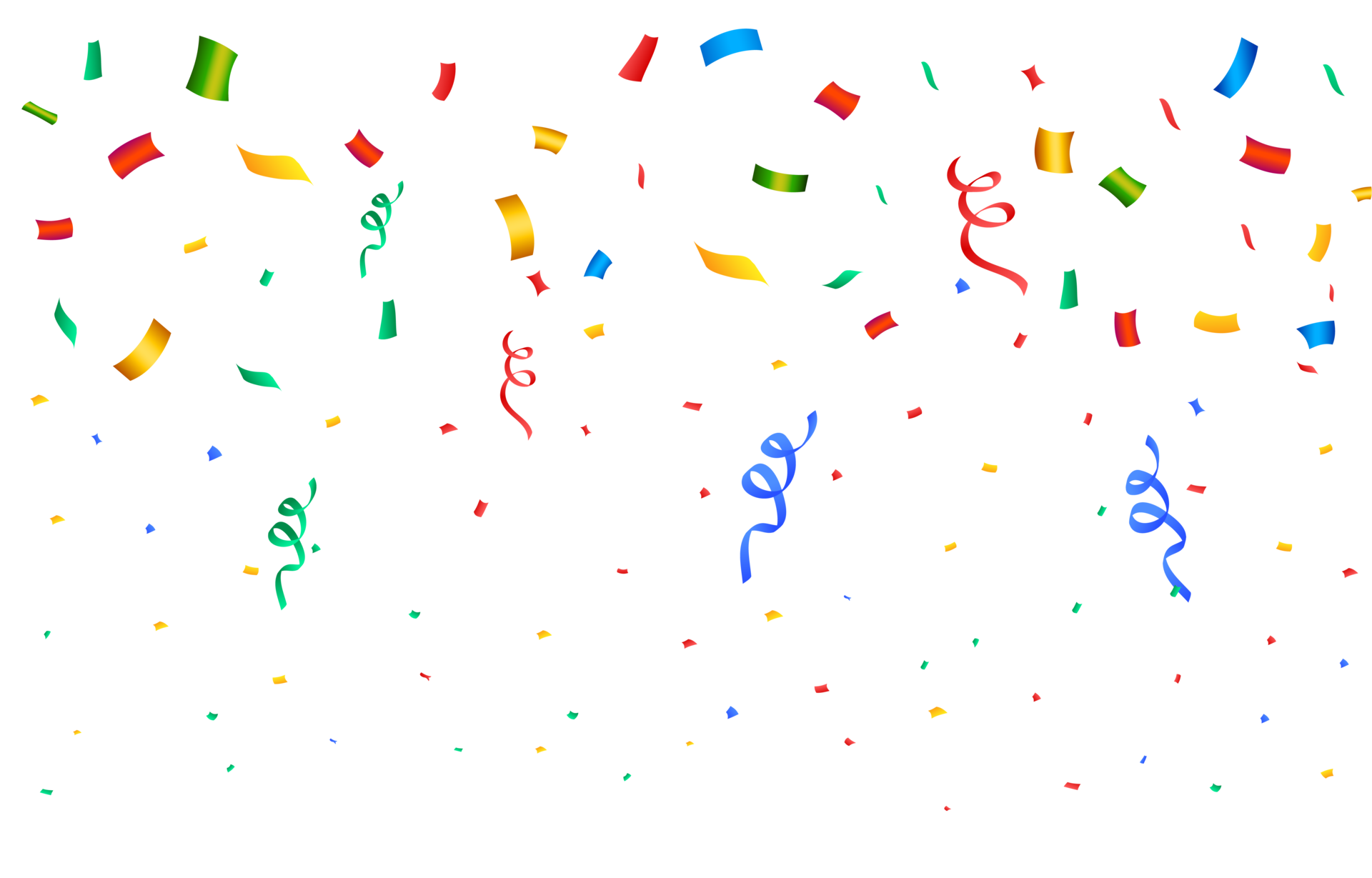 Realistic confetti background PNG. Multicolor celebration confetti ribbon falling illustration ...