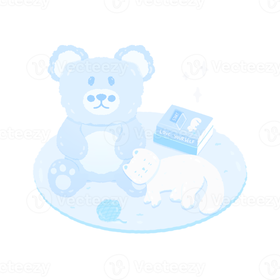 Cute Pastel Sky Blue Teddy Bear Doll Toys Sticker About Bedroom Stationary 23204922 Png