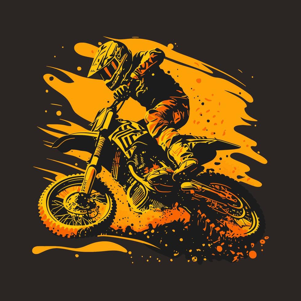 Motocross Extreme Sport Rider With Abstract Background Vector