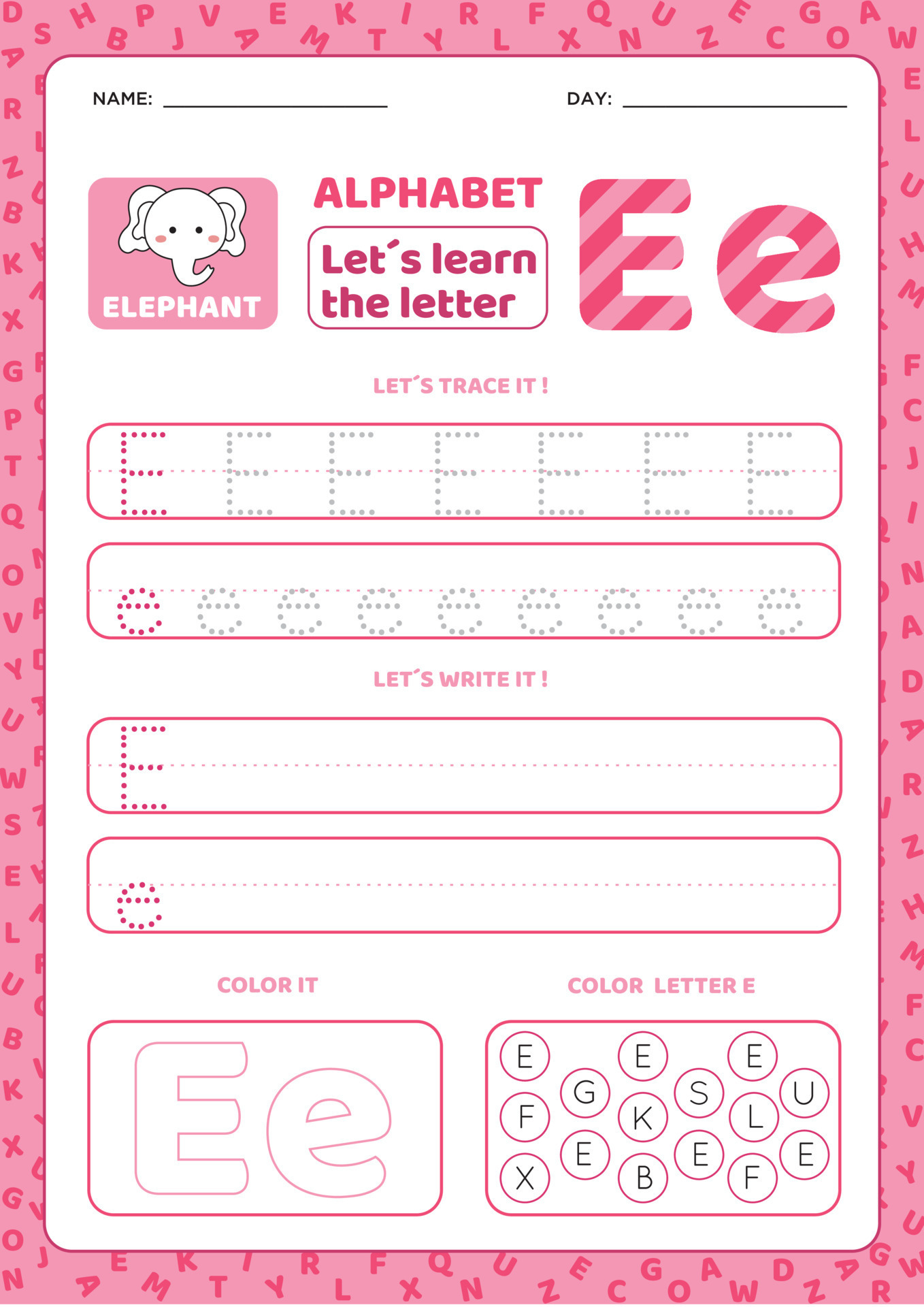 Writing Practice letter E. Alphabet worksheets 23205854 Vector Art at ...