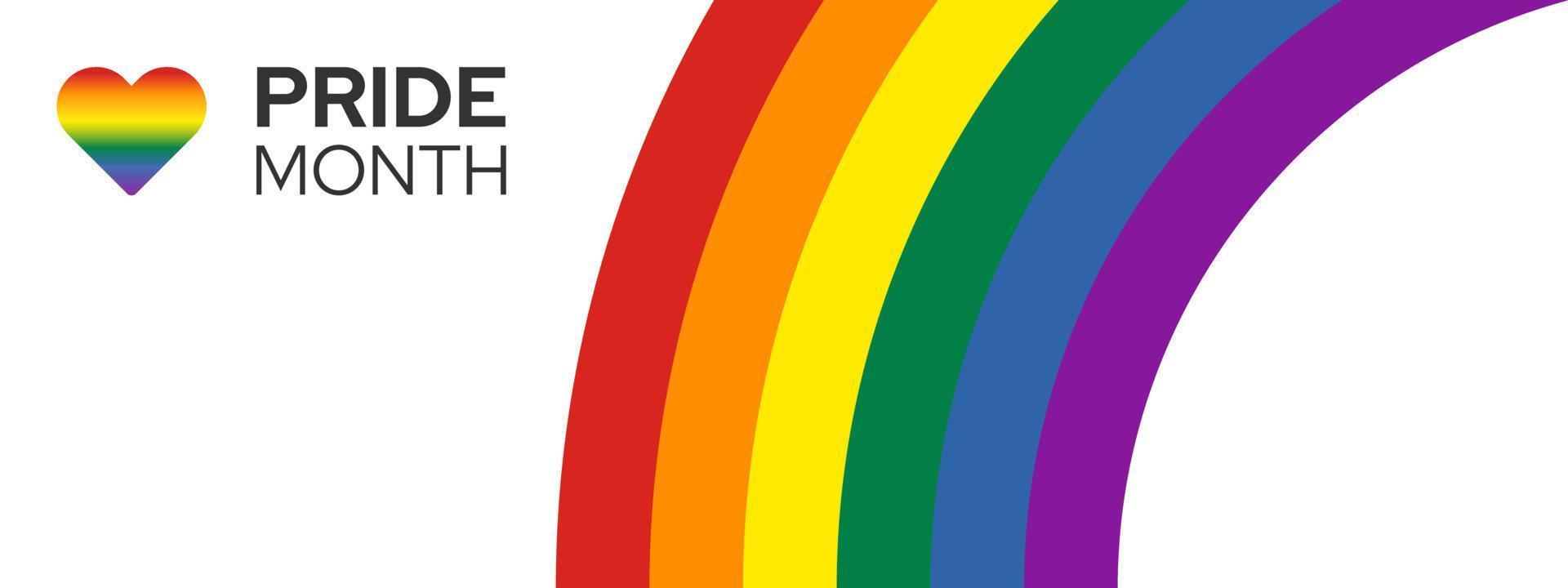 Pride month banner background. Rainbow, Heart shape and text. Vector ...