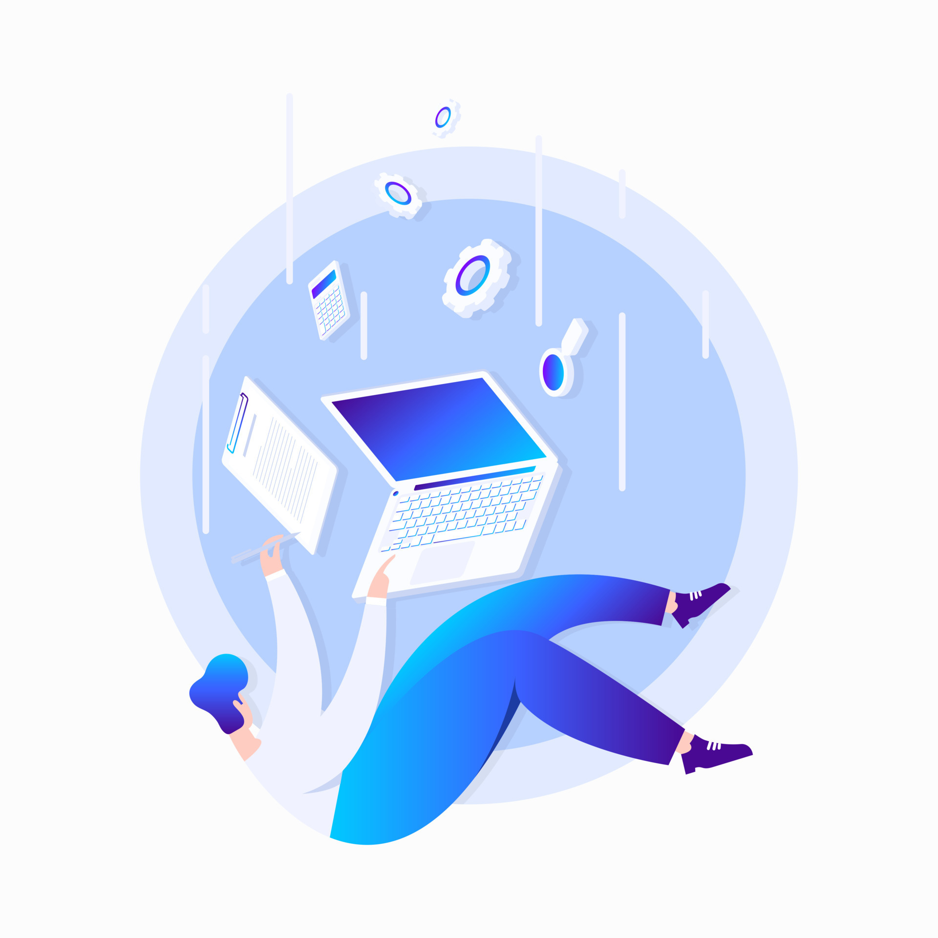 File Storage Cloud Isometry Vector Illustration The Concept Of Data Storage And Processing