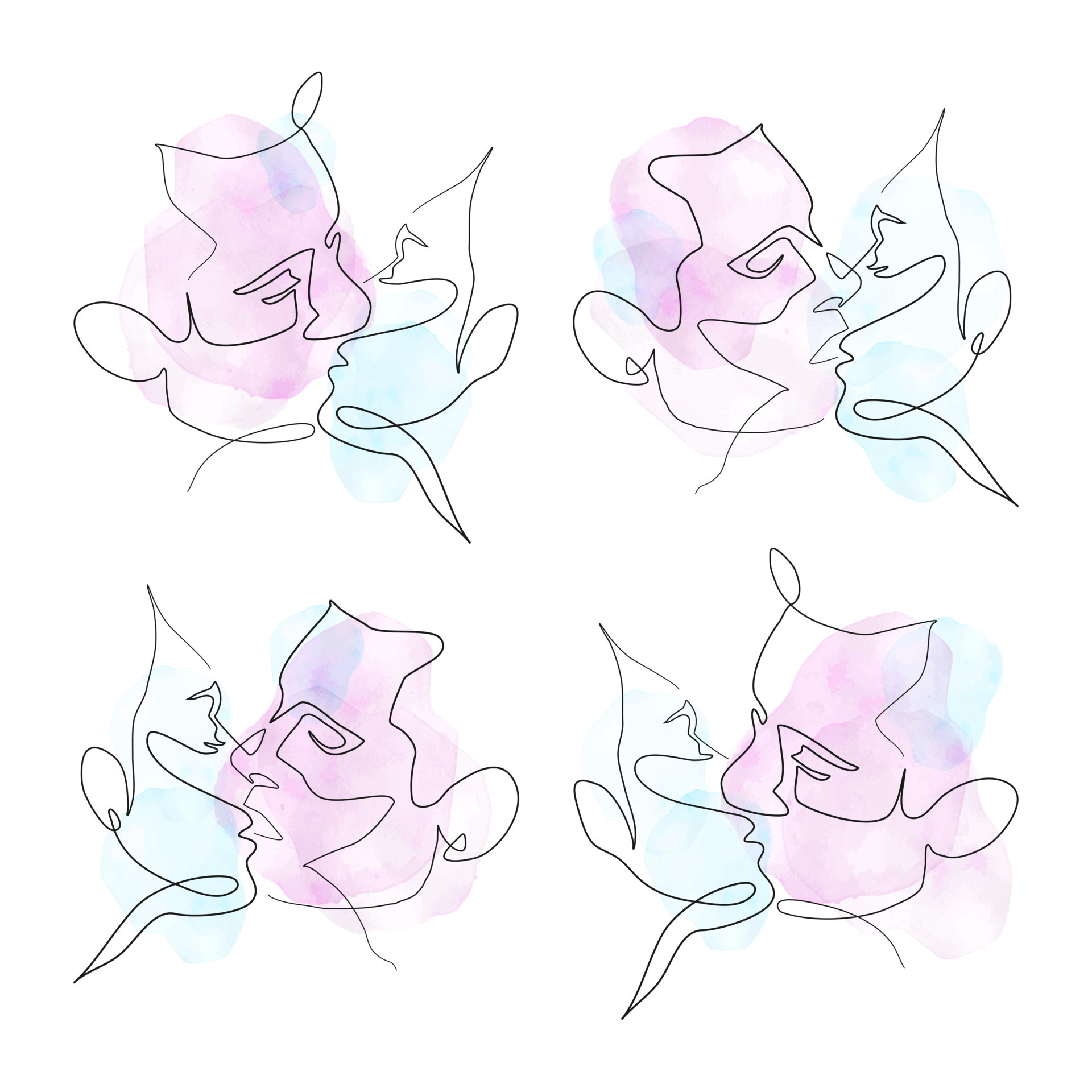 Vector illustration, kissing man and woman. minimalistic one line style. 23206948 Vector Art at ...