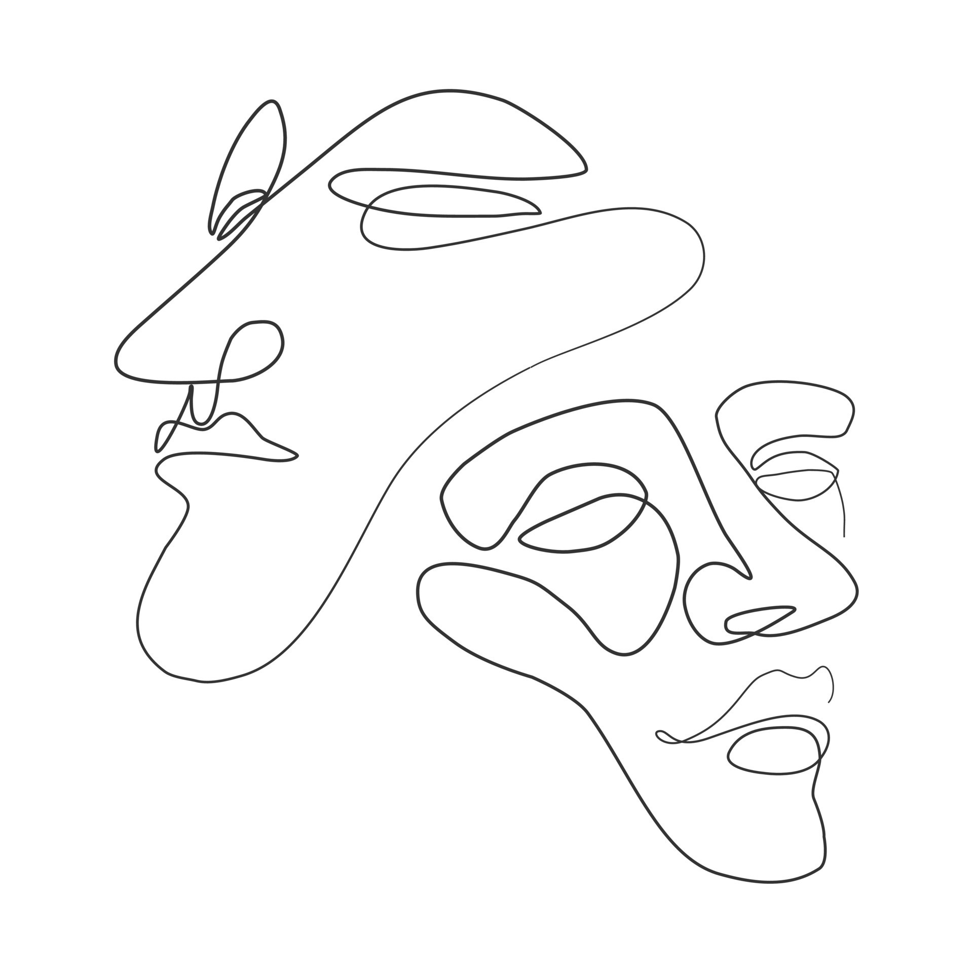 Vector illustration, One line face. Minimalist continuous linear sketch ... Vector illustration, One line face. Minimalist continuous linear sketch ...