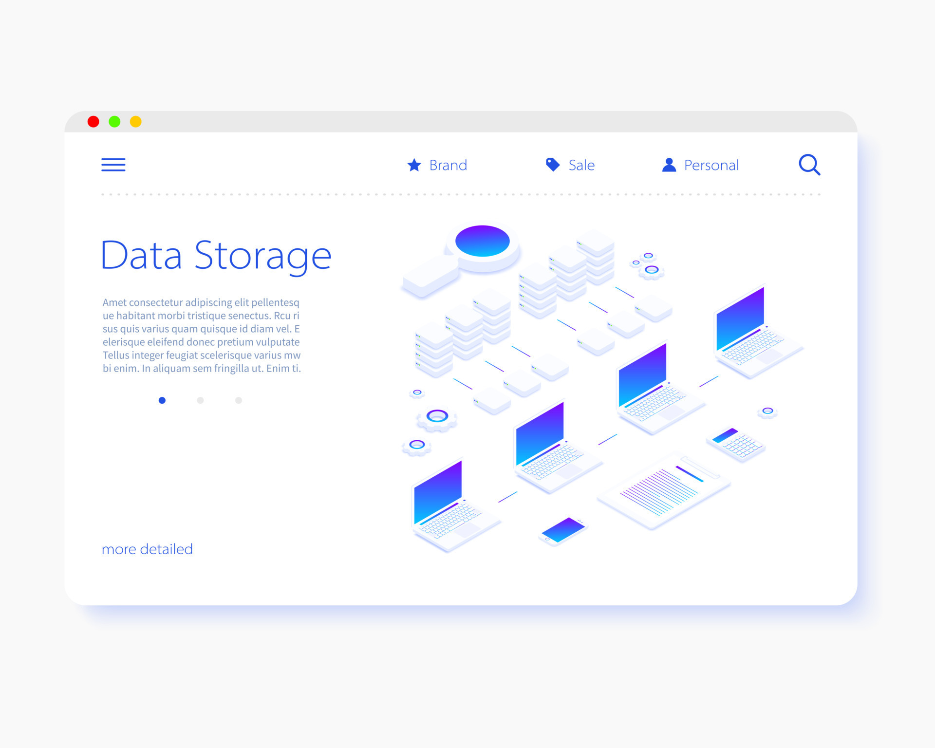 File storage Cloud. isometry vector illustration. The concept of data ...