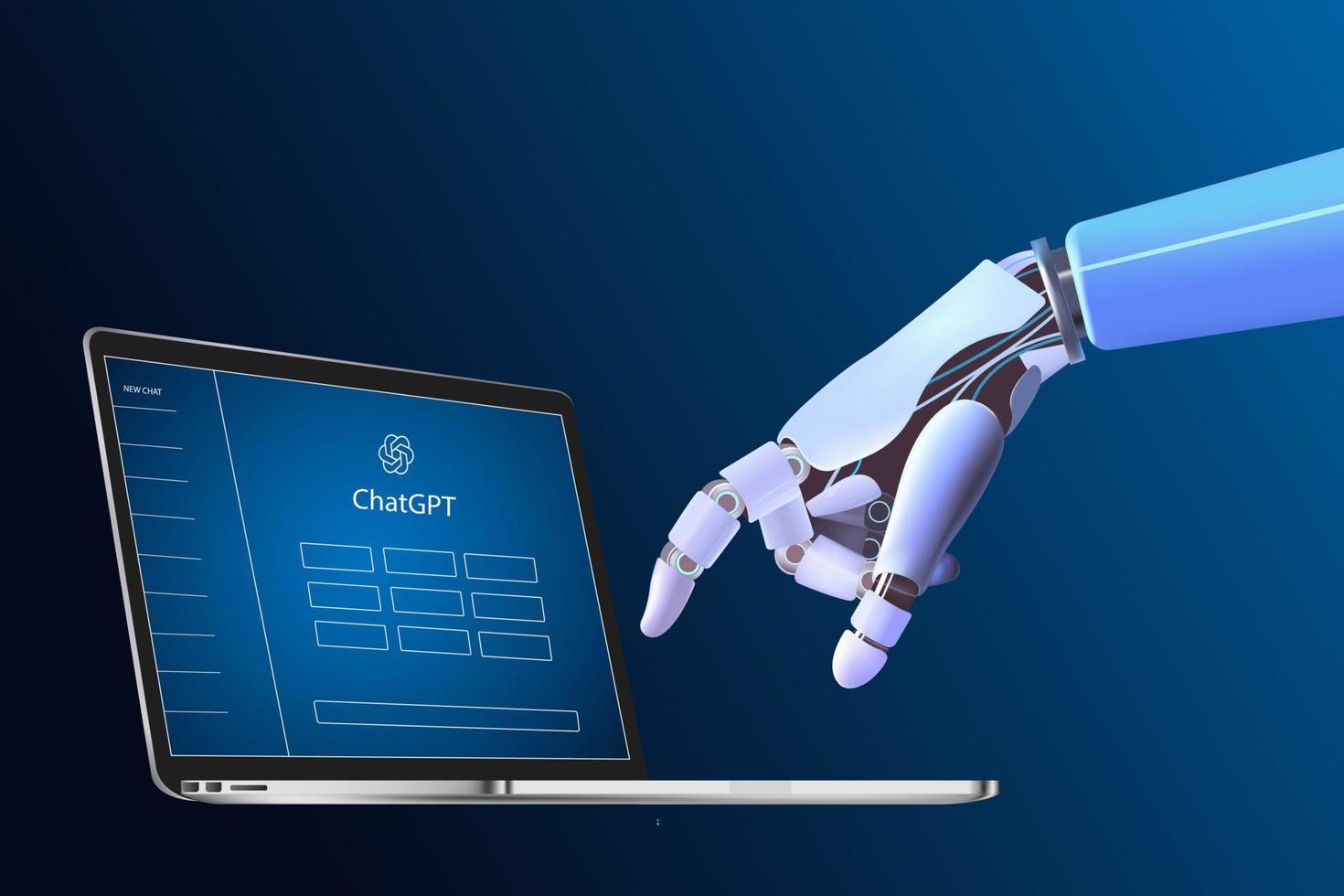 Vector illustration. Chatgpt artificial intelligence helps solve customer problems through ...