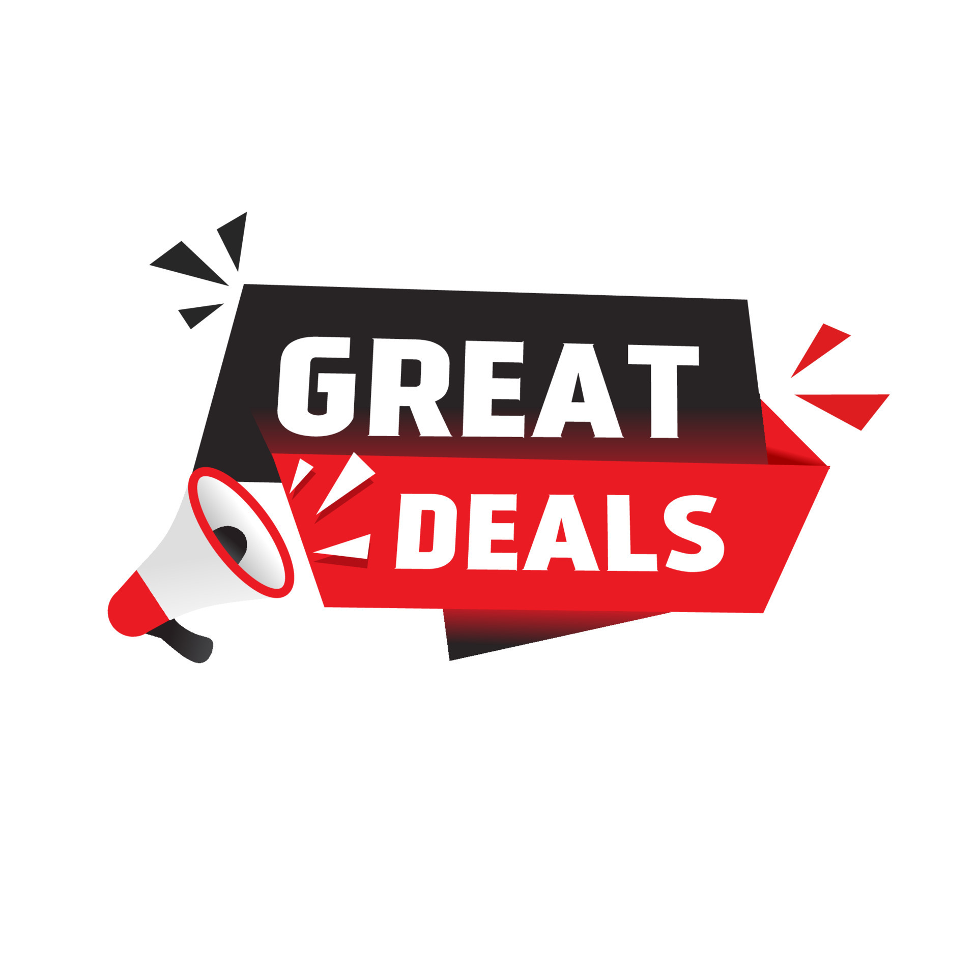 Great deals banner design element. megaphone icon. Promotional element ... Great deals banner design element. megaphone icon. Promotional element ...