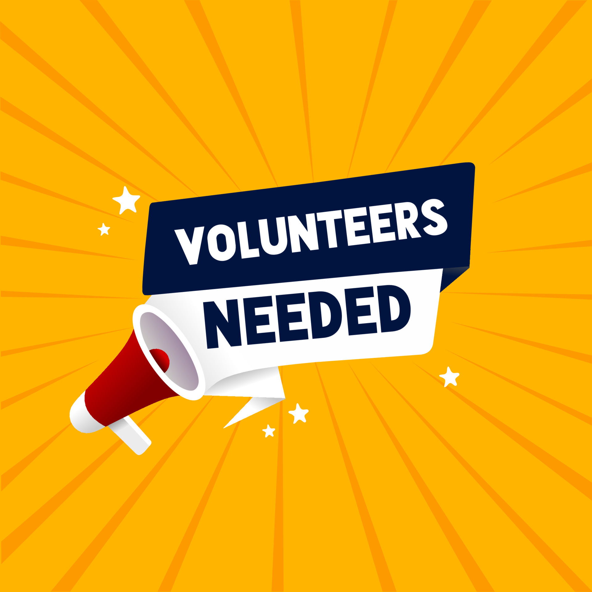 Volunteers needed banner design with megaphone icon. Flat vector ... Volunteers needed banner design with megaphone icon. Flat vector ...