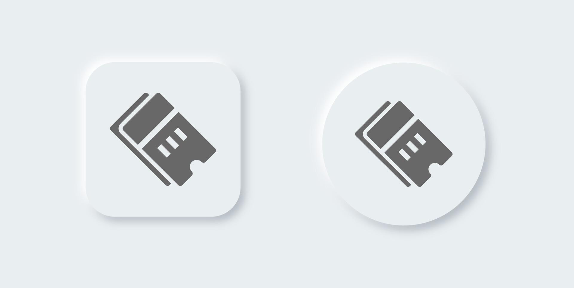 Ticket Solid Icon In Neomorphic Design Style Coupon Signs Vector