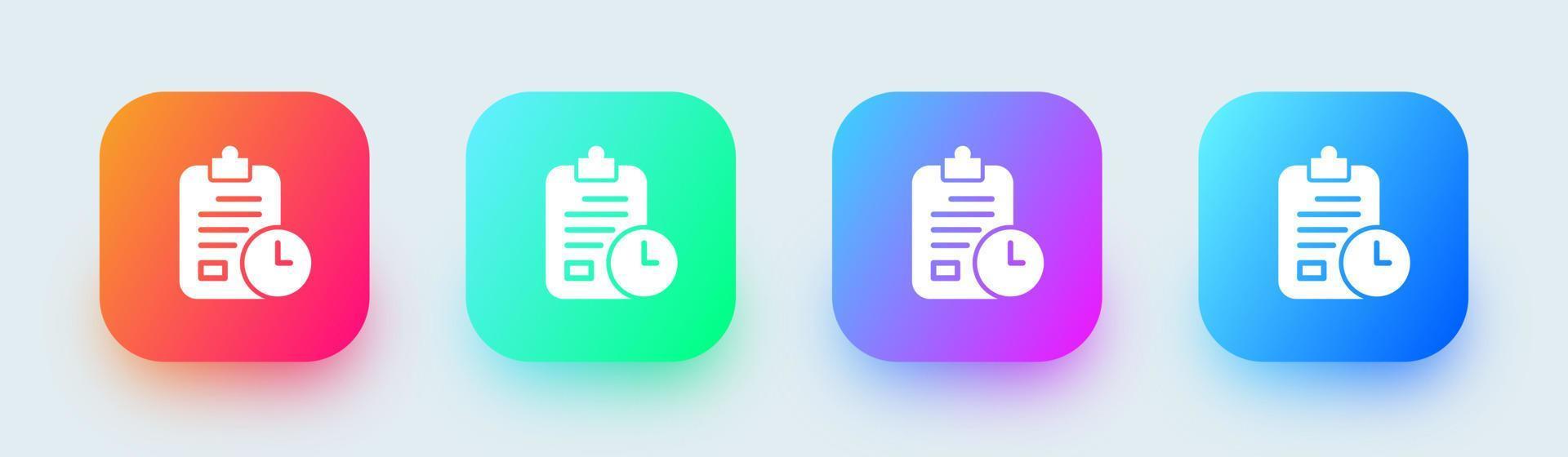 Clipboard solid icon in square gradient colors. Paste signs vector ...