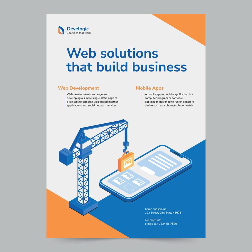 Web And Mobile App Development Flyer Template. A clean, modern, and ...