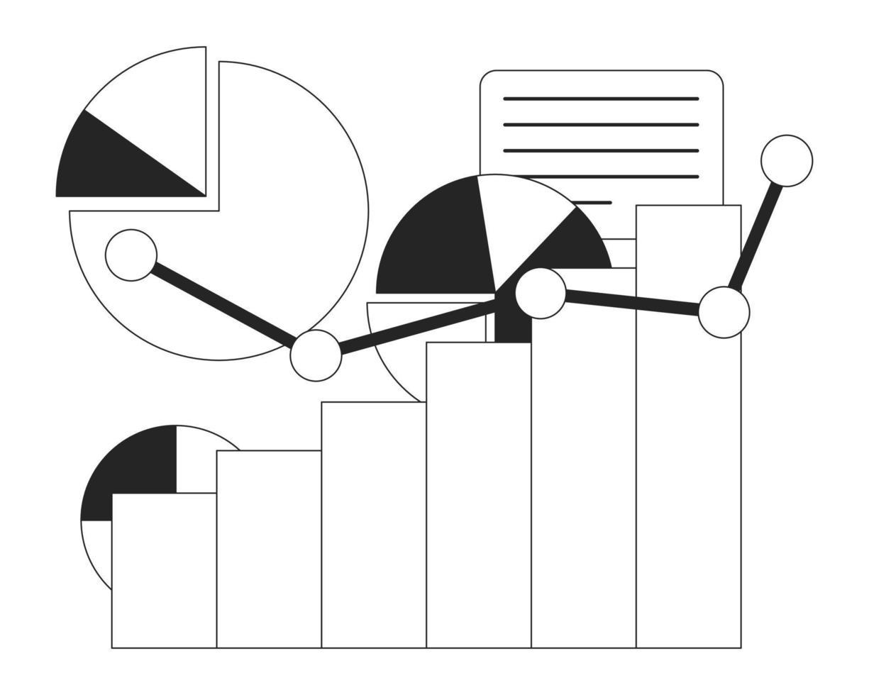 Trend forecasting flat line black white vector icon. Market growth ...