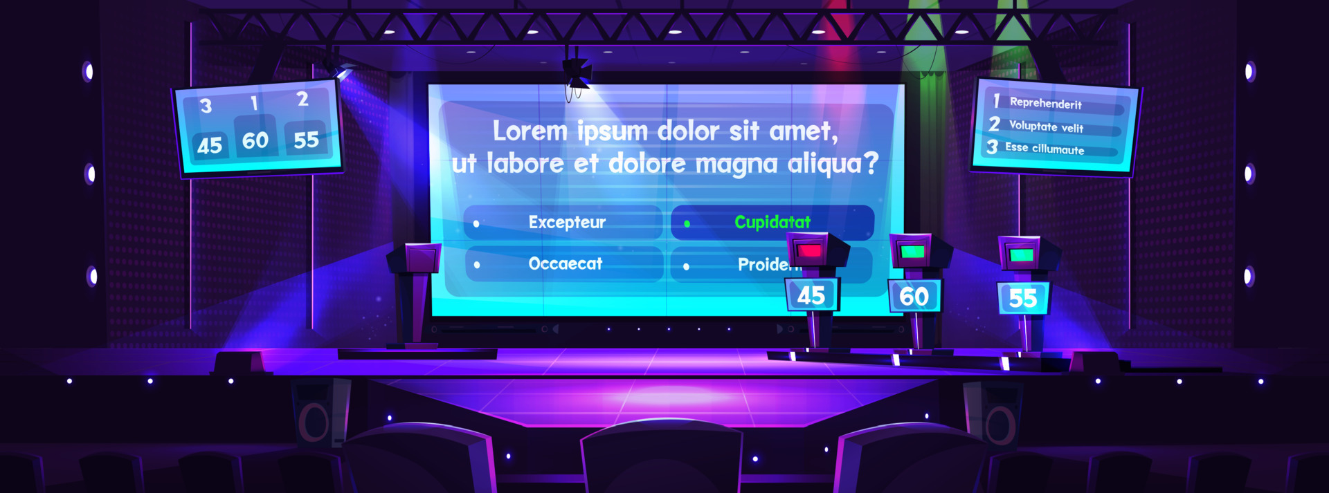 Quiz Game Show With Question Option Tv Contest 23211888 Vector Art At Vecteezy