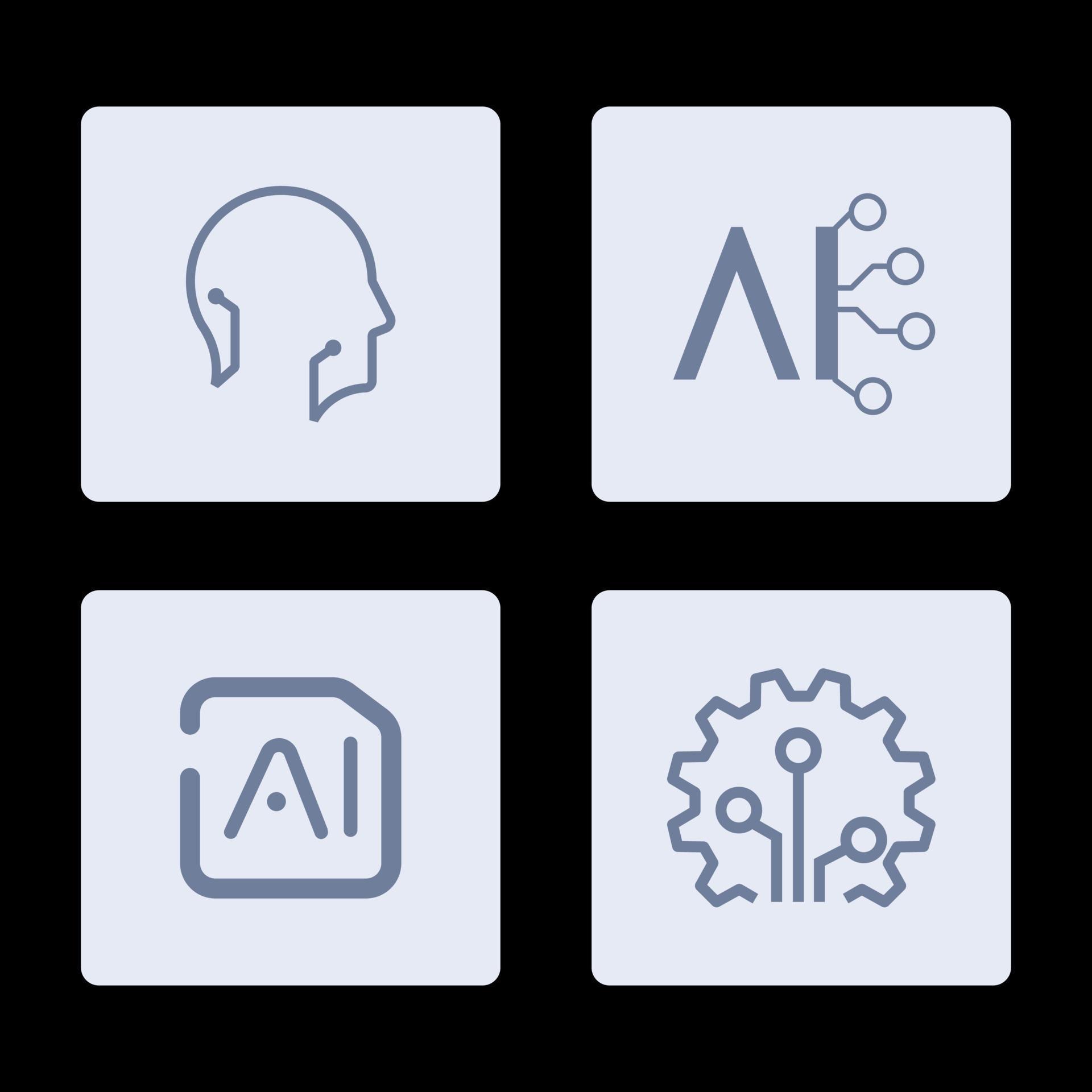 AI Artificial Intelligence icon set inline style, machine learning, smart robotic and cloud ...