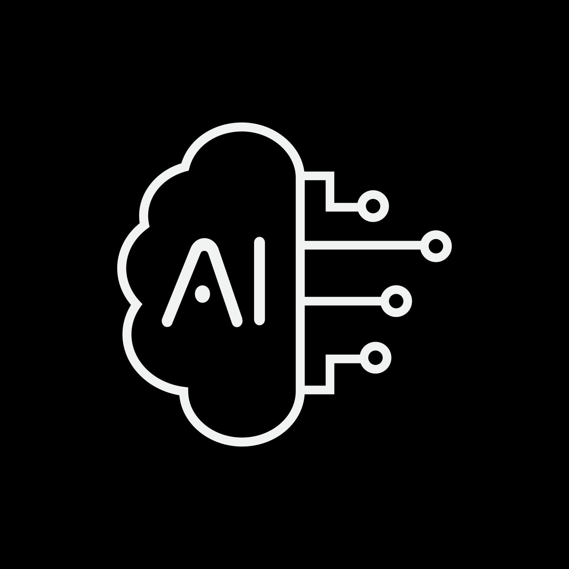 artificial intelligence icon set in line style, machine learning, smart robotic and cloud ...